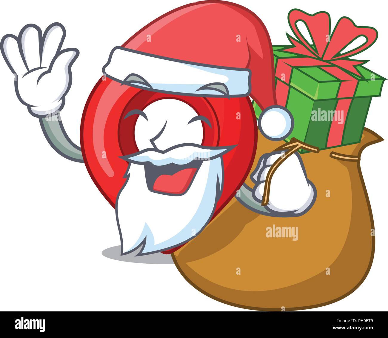 Santa with gift map marker navigation pin mascot cartoon Stock Vector ...