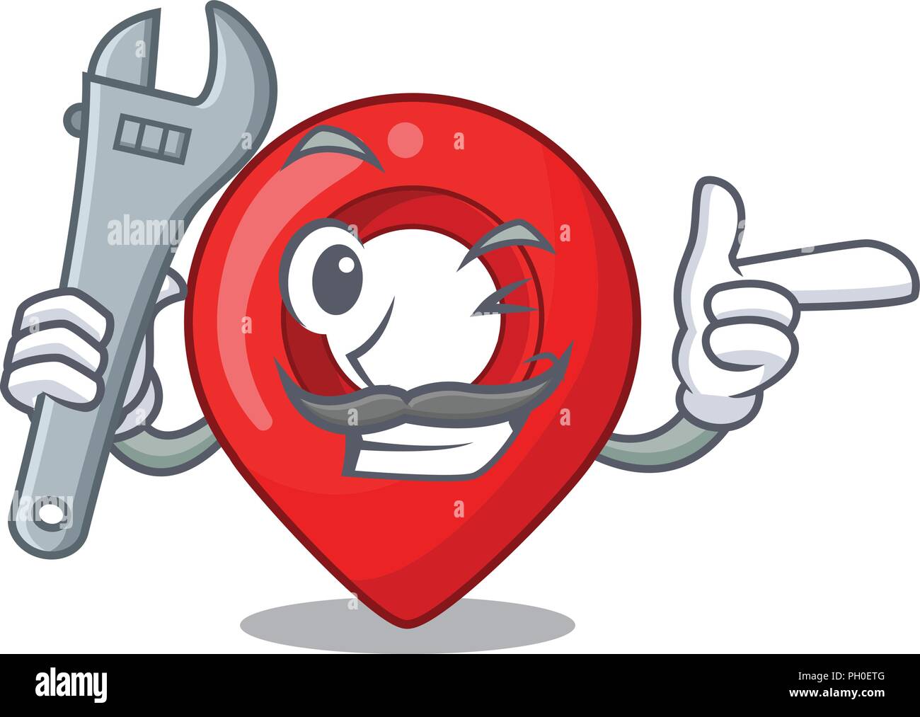 Mechanic map marker navigation pin mascot cartoon Stock Vector Image ...