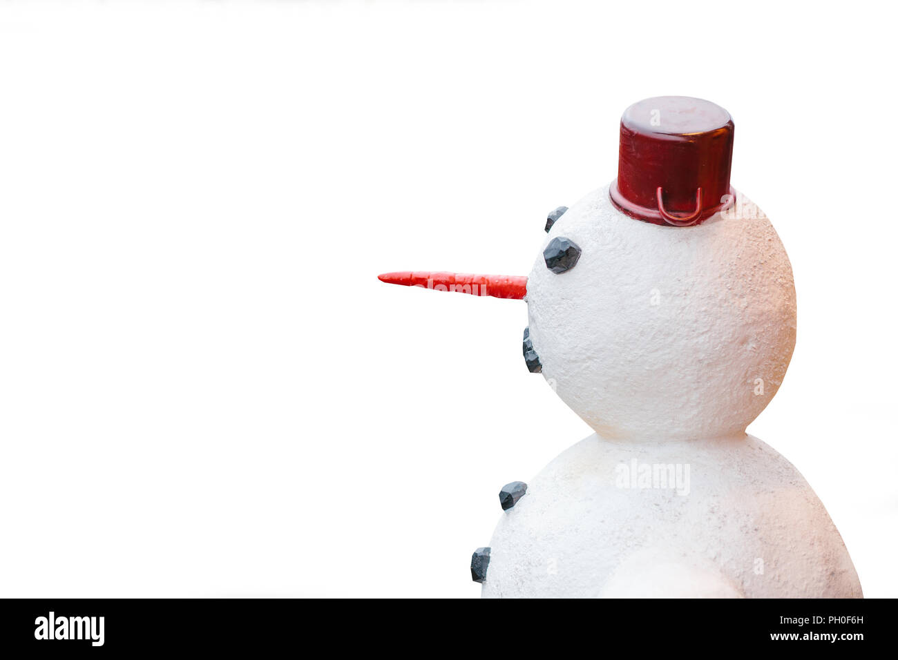 Close-up of a snowman isolated on white background Stock Photo - Alamy