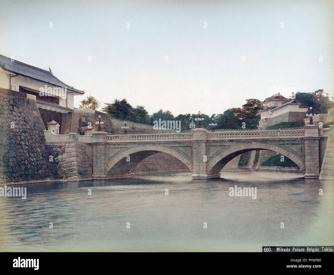 [ 1890s Japan - Nijubashi Bridge at the Imperial Palace in Tokyo ...