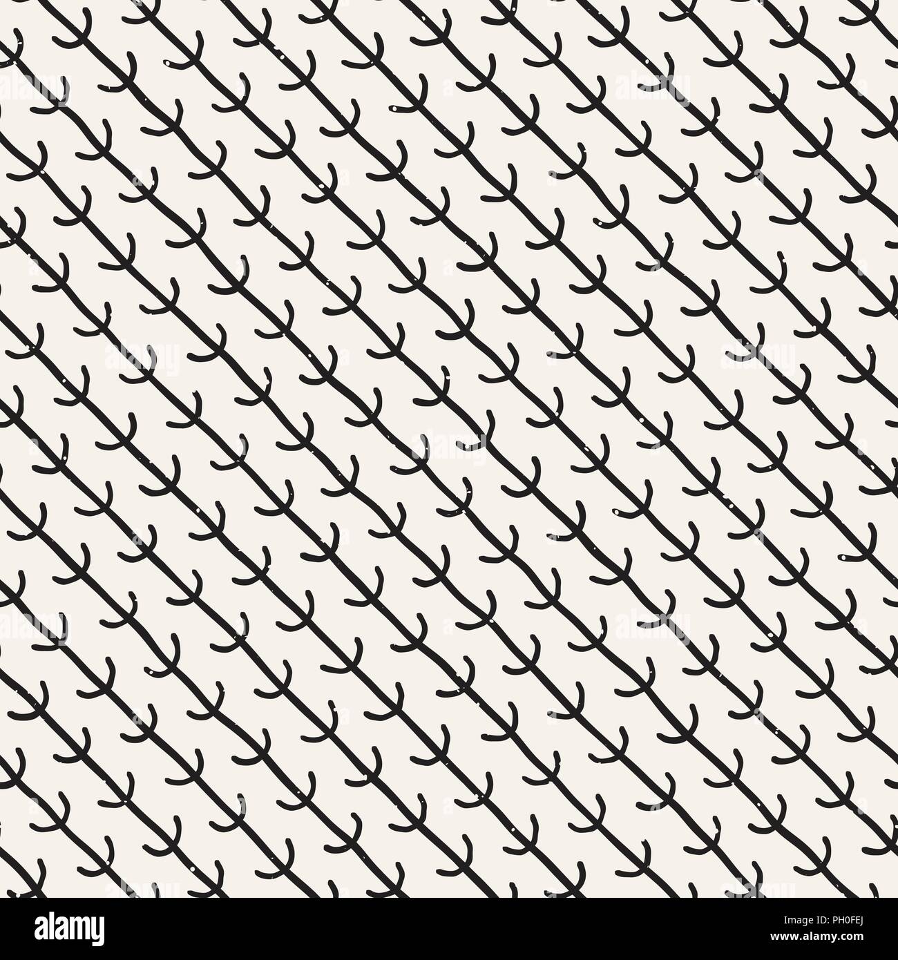 Hand Drawn Seamless Pattern Abstract Geometric Shapes Background In Black And White Vector