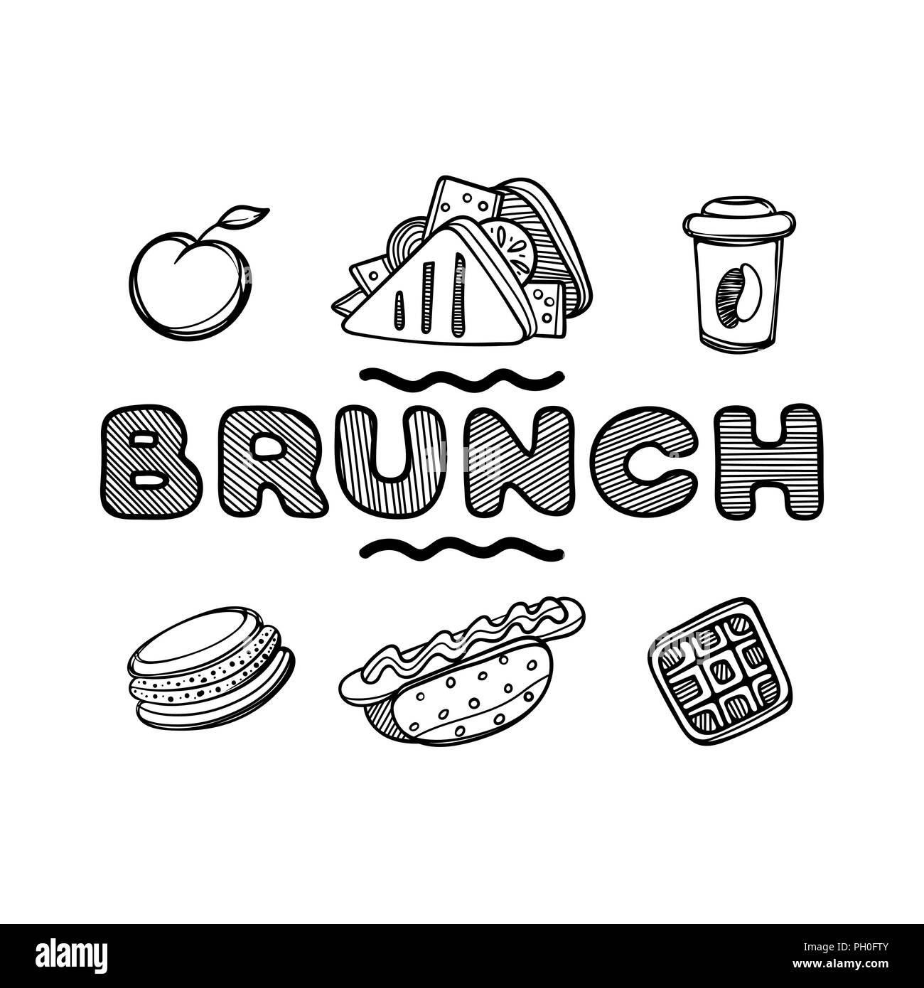 Hand drawn menu for cafe with food. Sketch concept illustration Stock ...