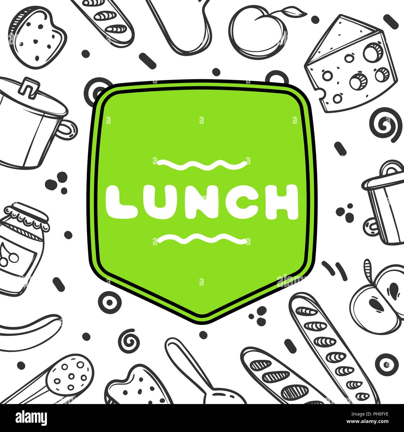 Cute hand drawn poster menu for cafe on food background with lunch ...