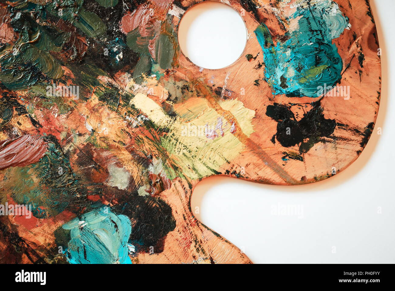 Tools for creativity, namely pencils, palette and brushes Stock Photo ...