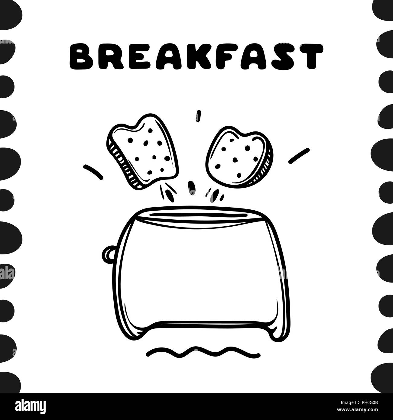 Cartoon toaster with toasts. Hand drawn illustration Stock Vector Image ...