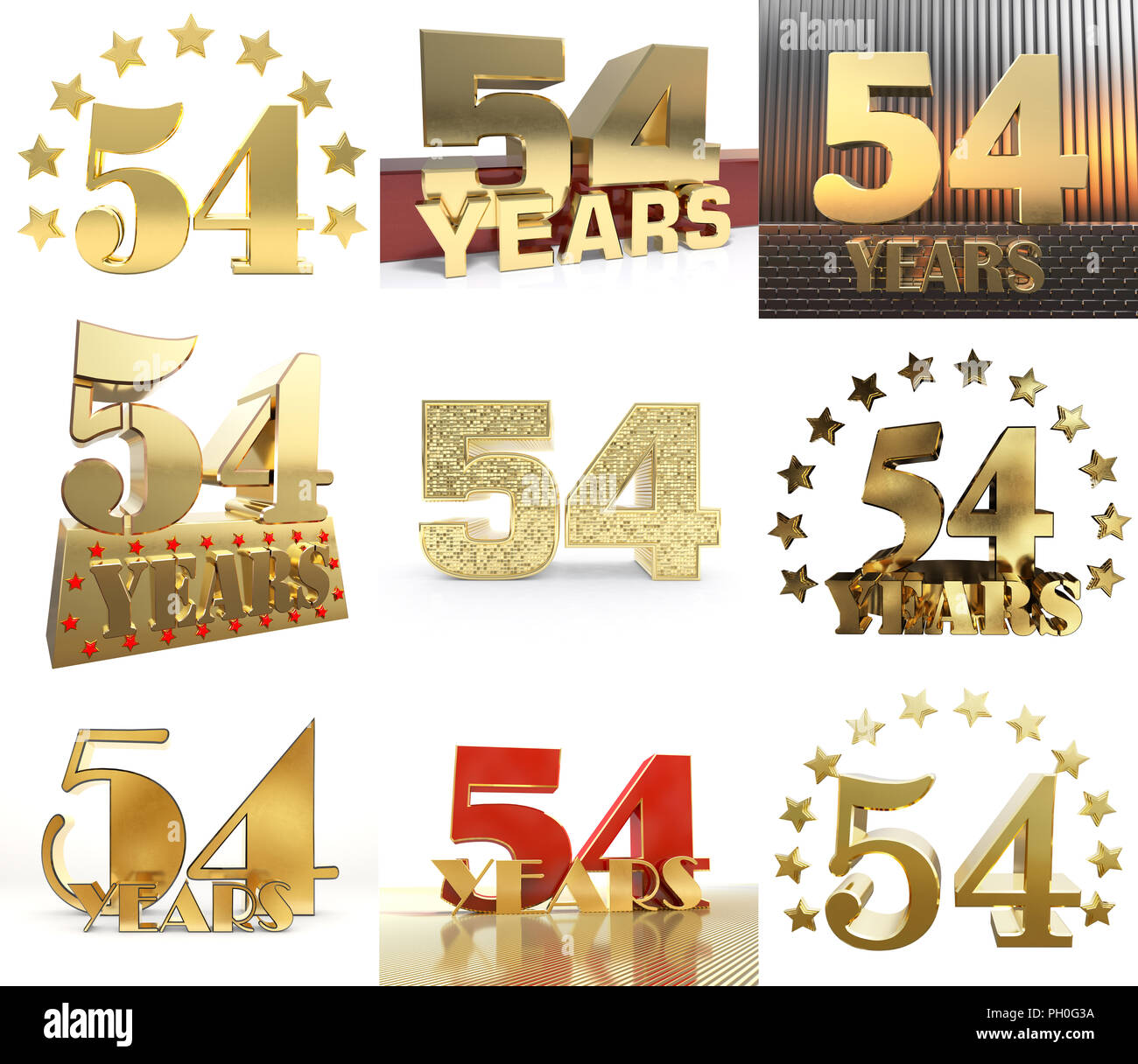 Set of number fifty four year (54 year) celebration design. Anniversary ...