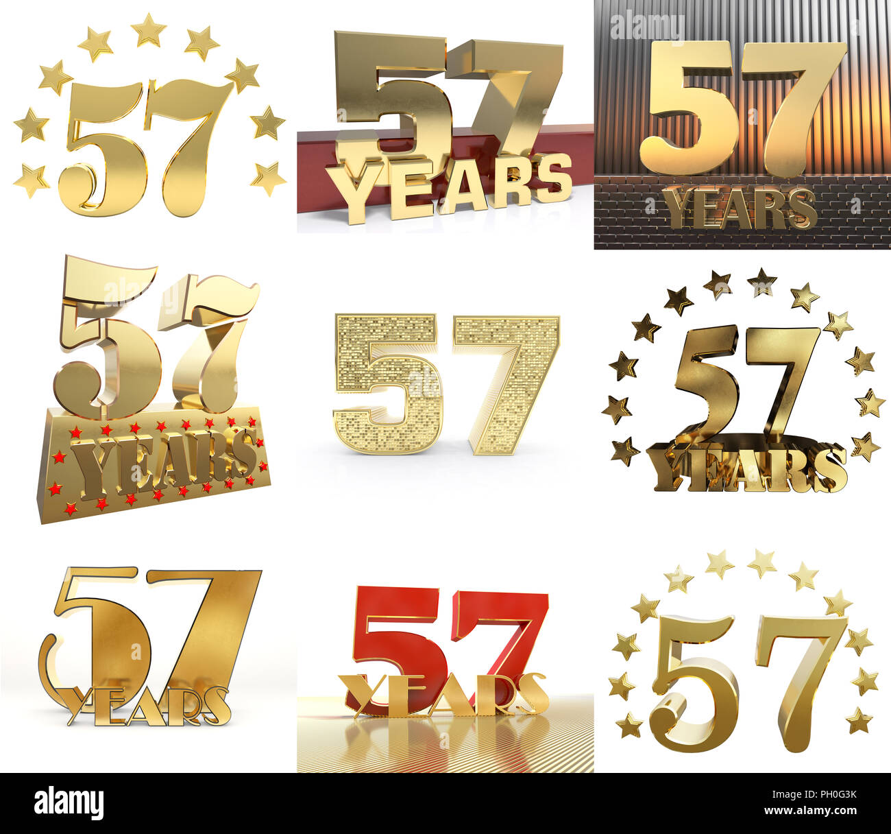 Set of number fifty seven year (57 year) celebration design ...