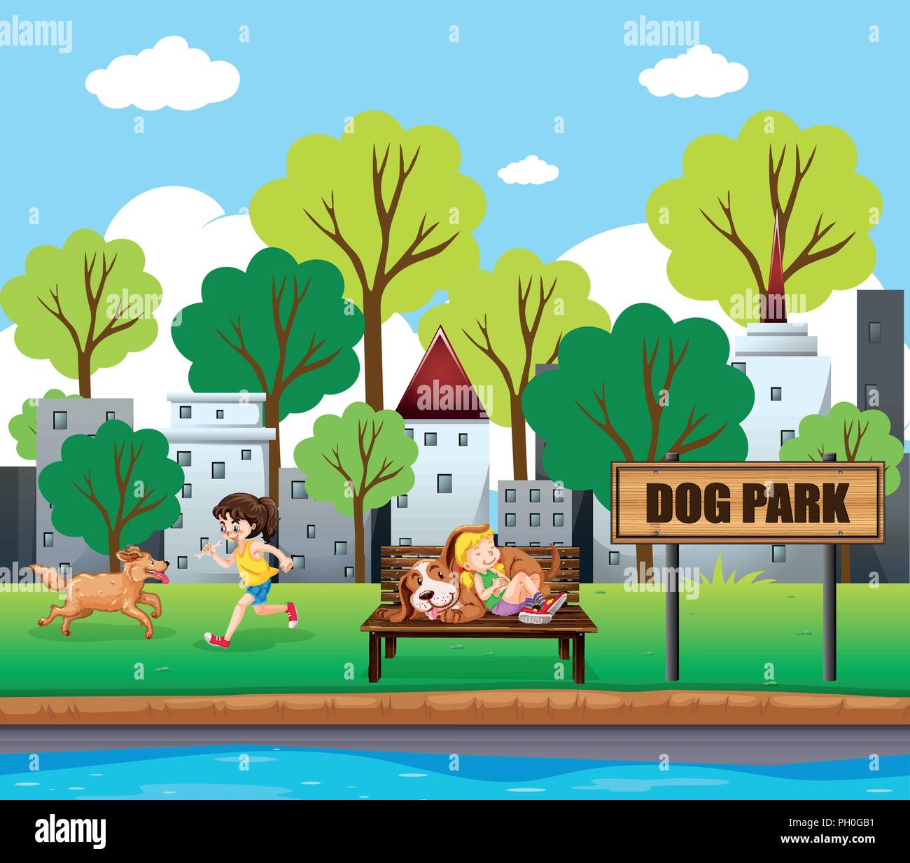 people and pets at dog park illustration Stock Vector Image & Art - Alamy