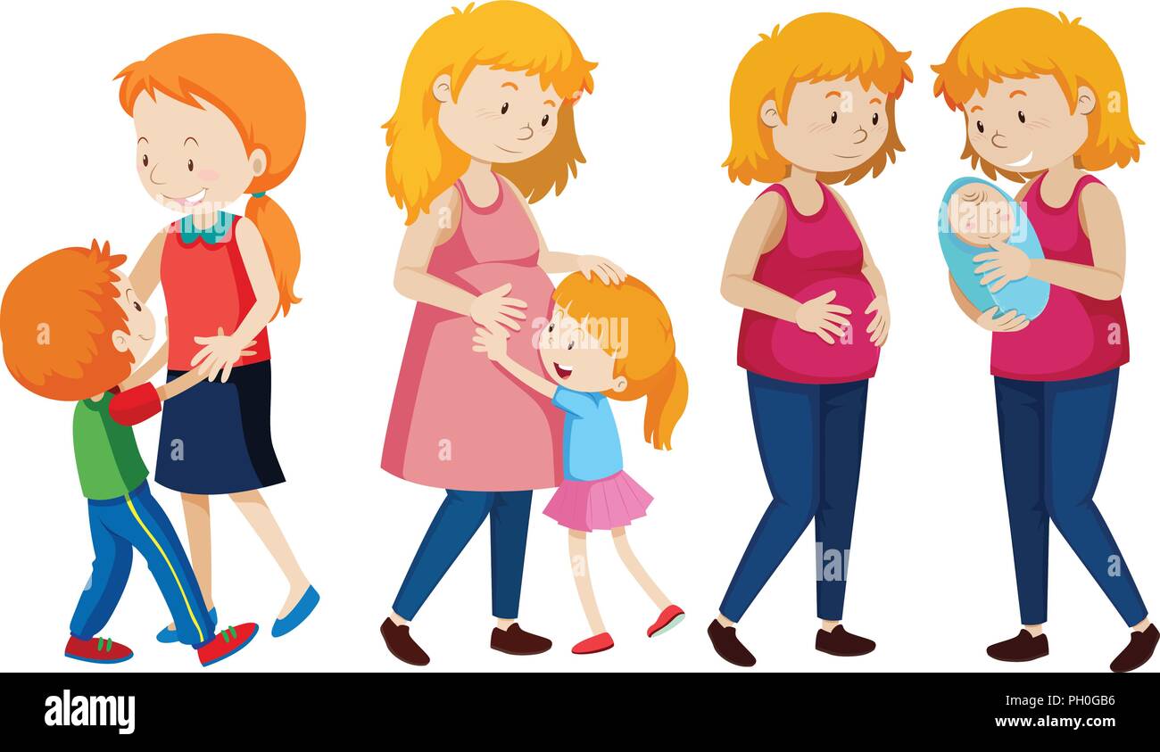 Set of mother and children illustration Stock Vector Image & Art - Alamy