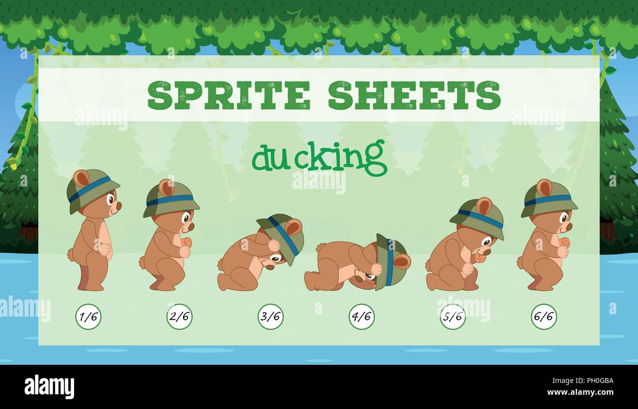 Bear sprite sheets ducking illustration Stock Vector Image & Art - Alamy