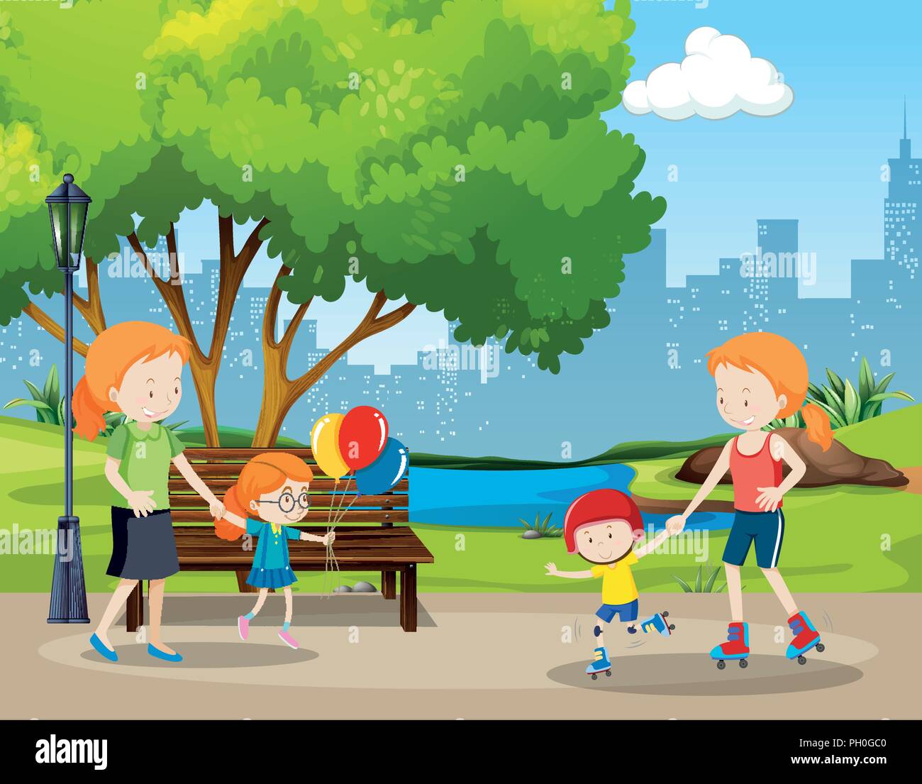 People in outdoor park illustration Stock Vector Image & Art - Alamy