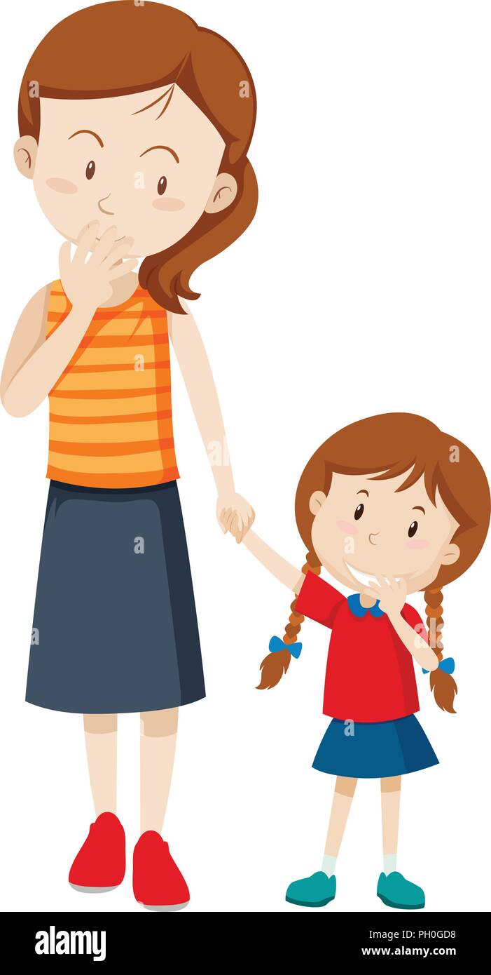 Mother holding daughters hand illustration Stock Vector Image & Art - Alamy