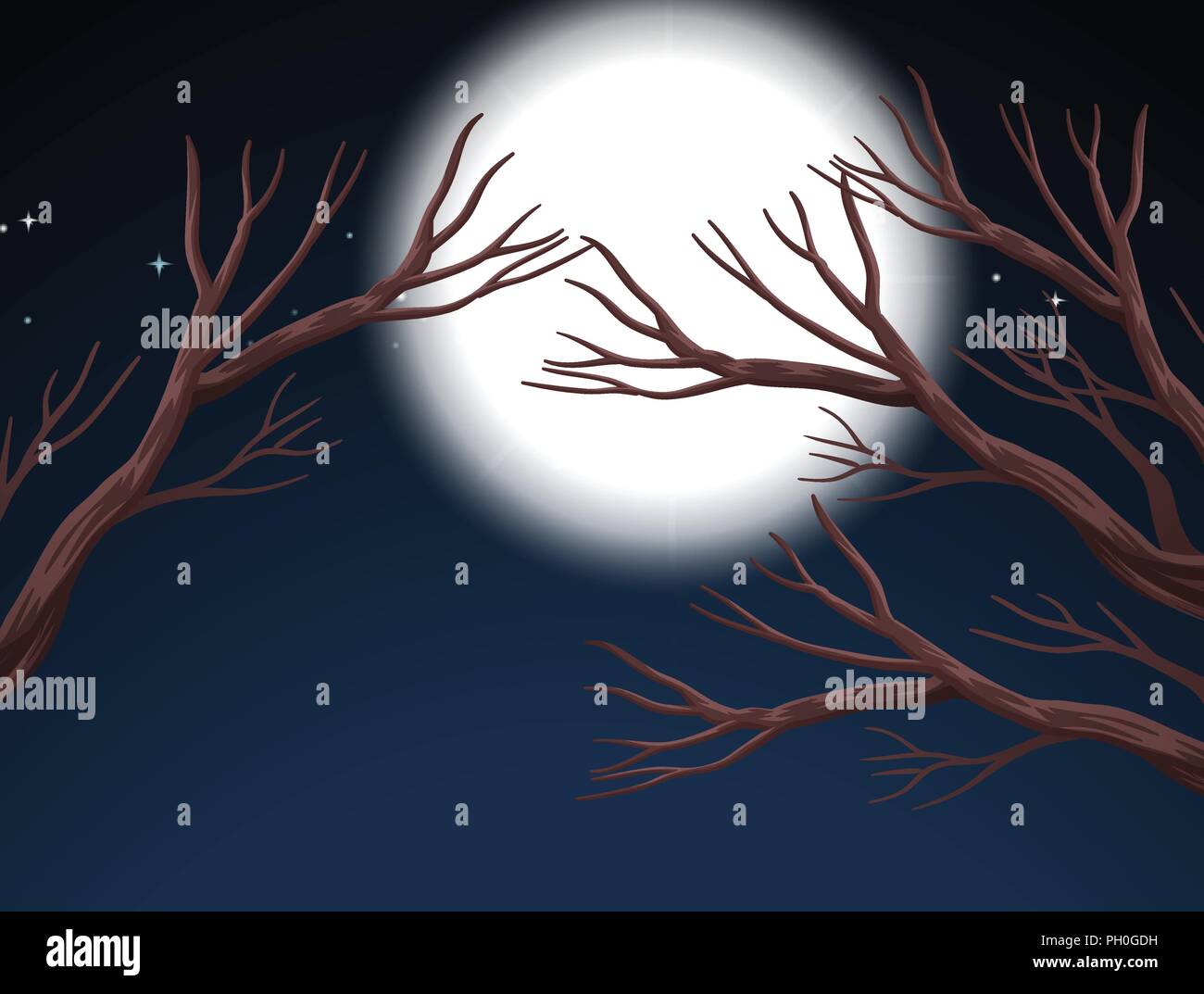 Full moon night scene illustration Stock Vector Image & Art - Alamy