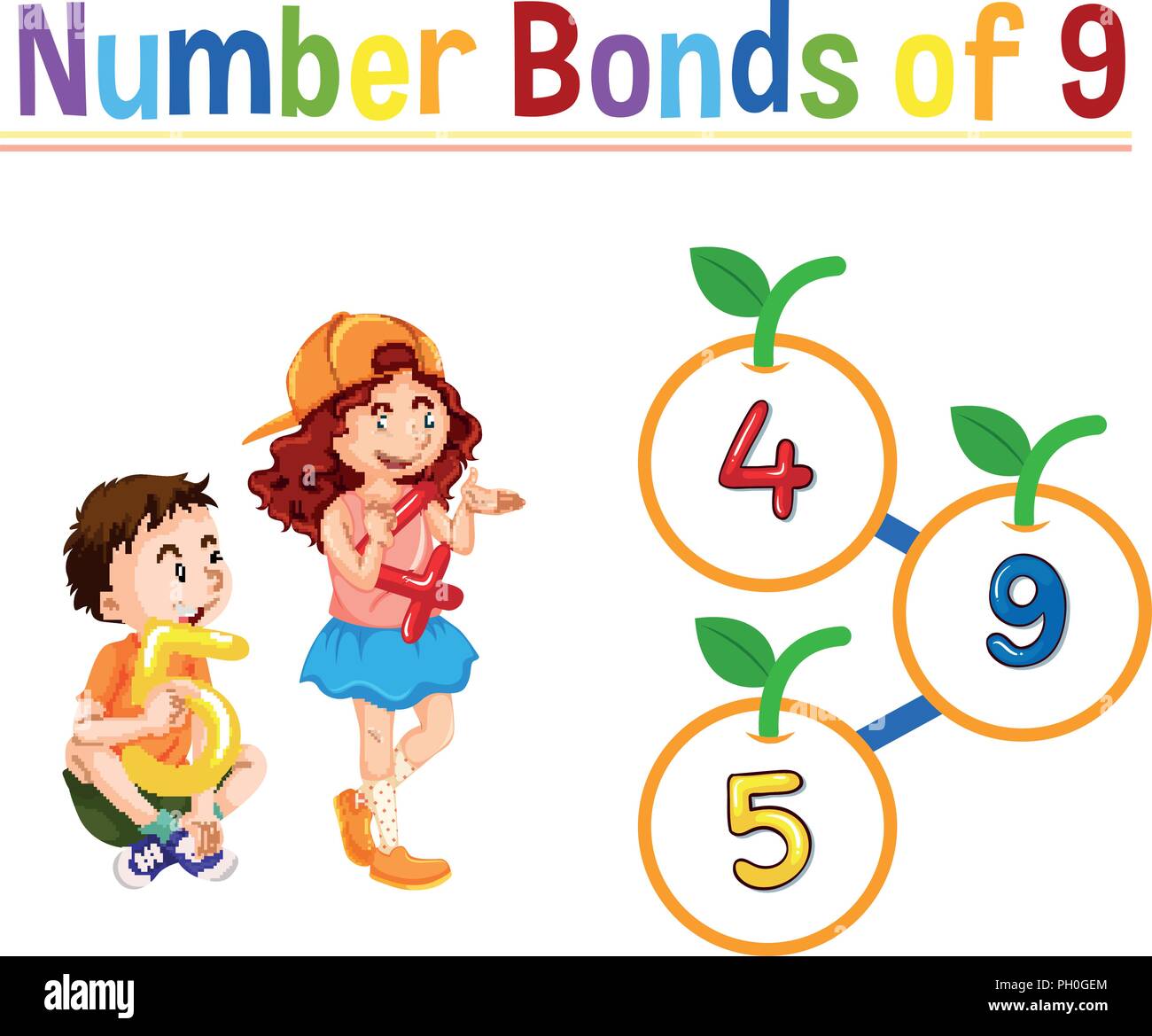 Number bonds of nine illustration Stock Vector Image & Art - Alamy