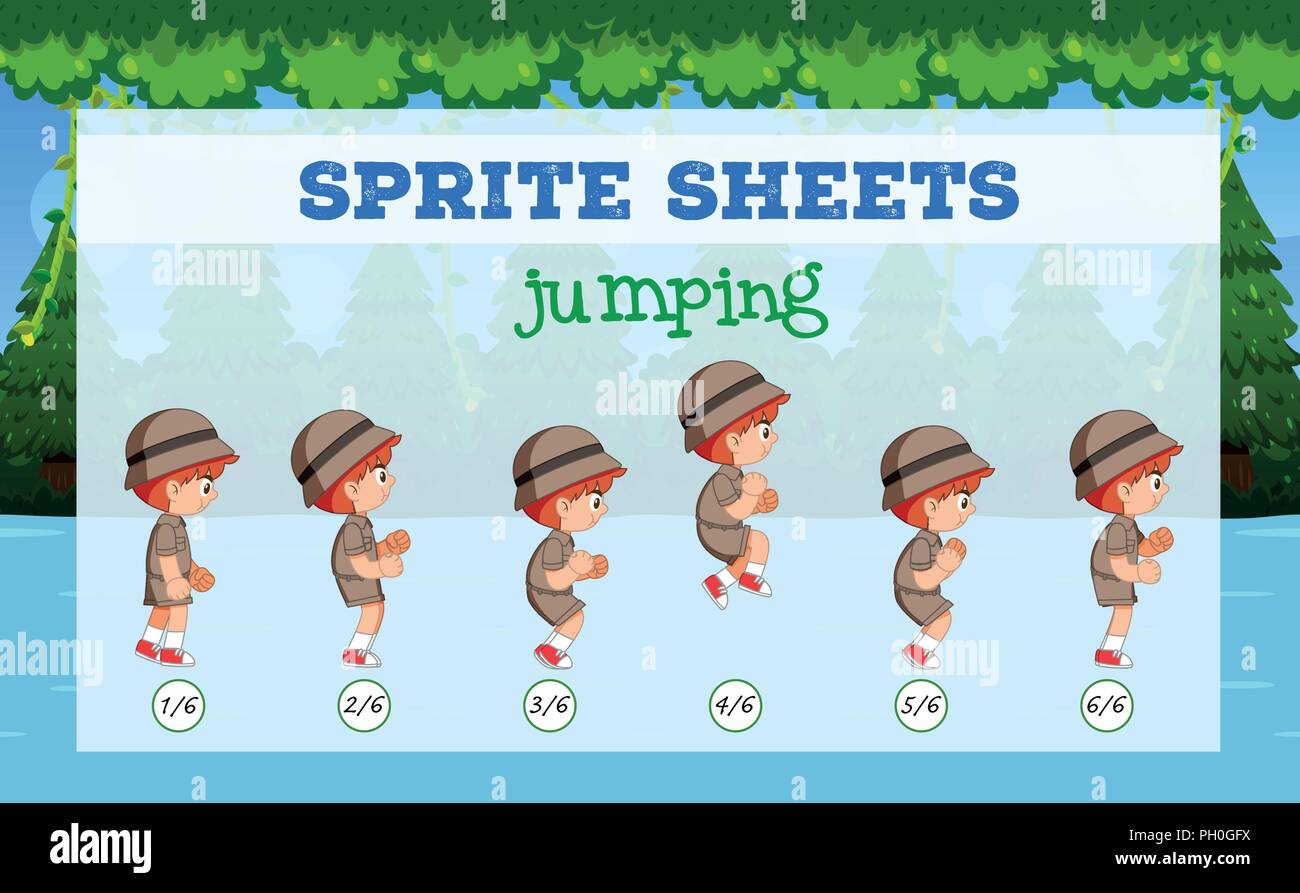 Boy sprite sheets jumping illustration Stock Vector Image & Art - Alamy