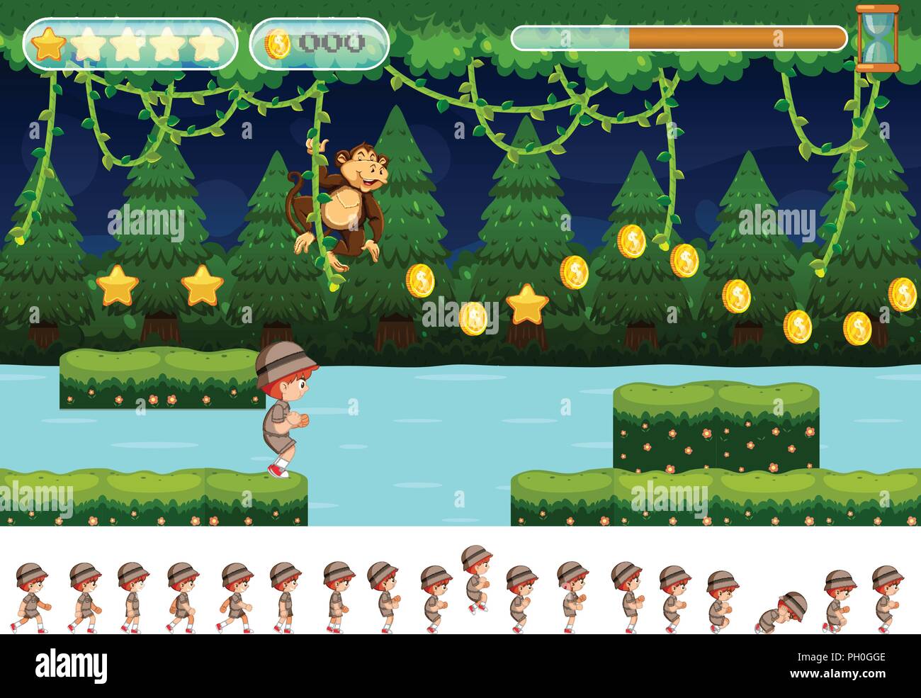 woods night time game design illustration Stock Vector Image & Art - Alamy