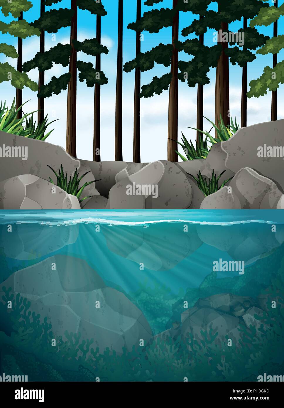 A water nature landscape illustration Stock Vector Image & Art - Alamy