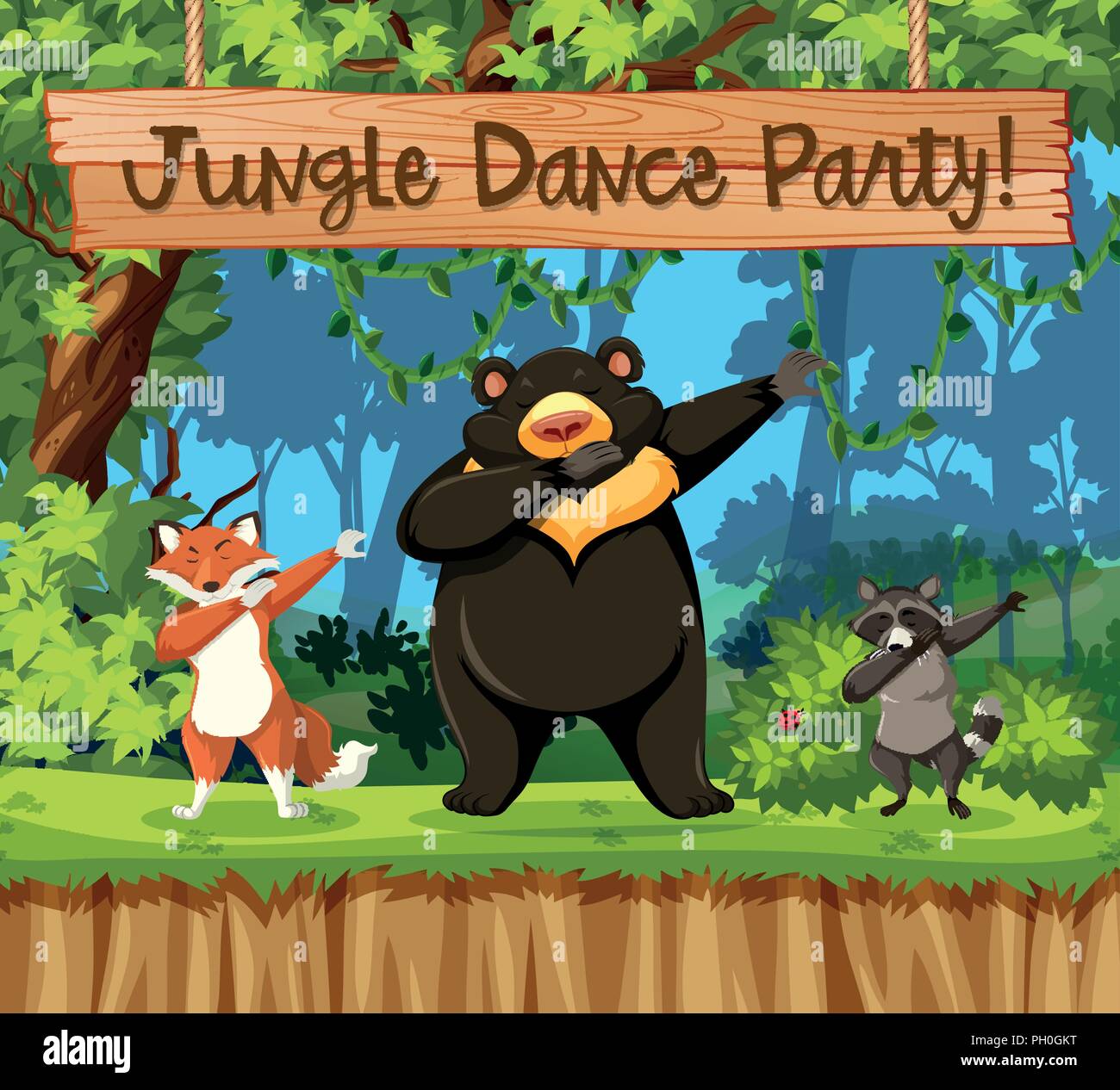 Jungle dance party animal scene illustration Stock Vector Image & Art ...
