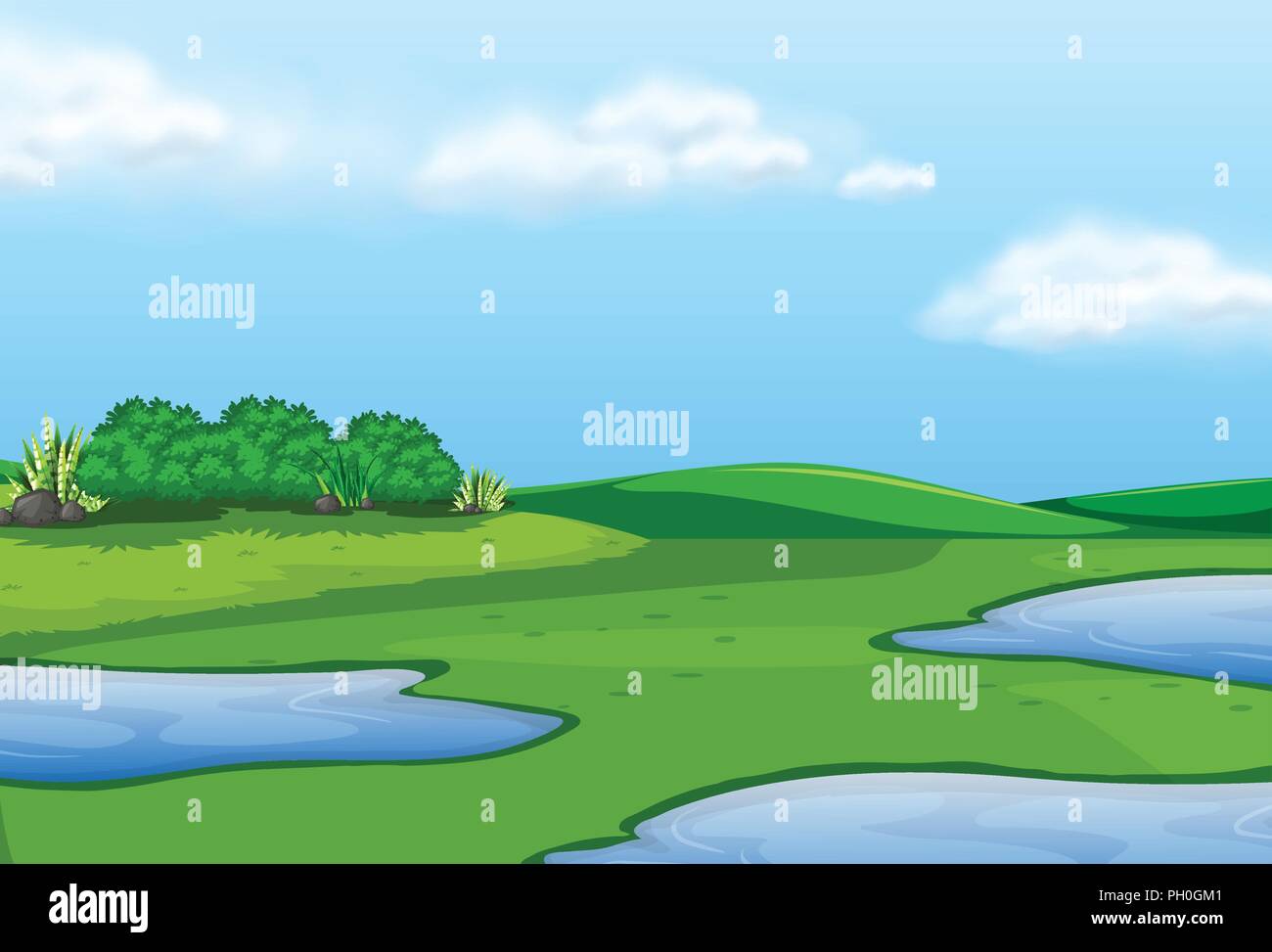 A beautiful green landscape illustration Stock Vector Image & Art - Alamy