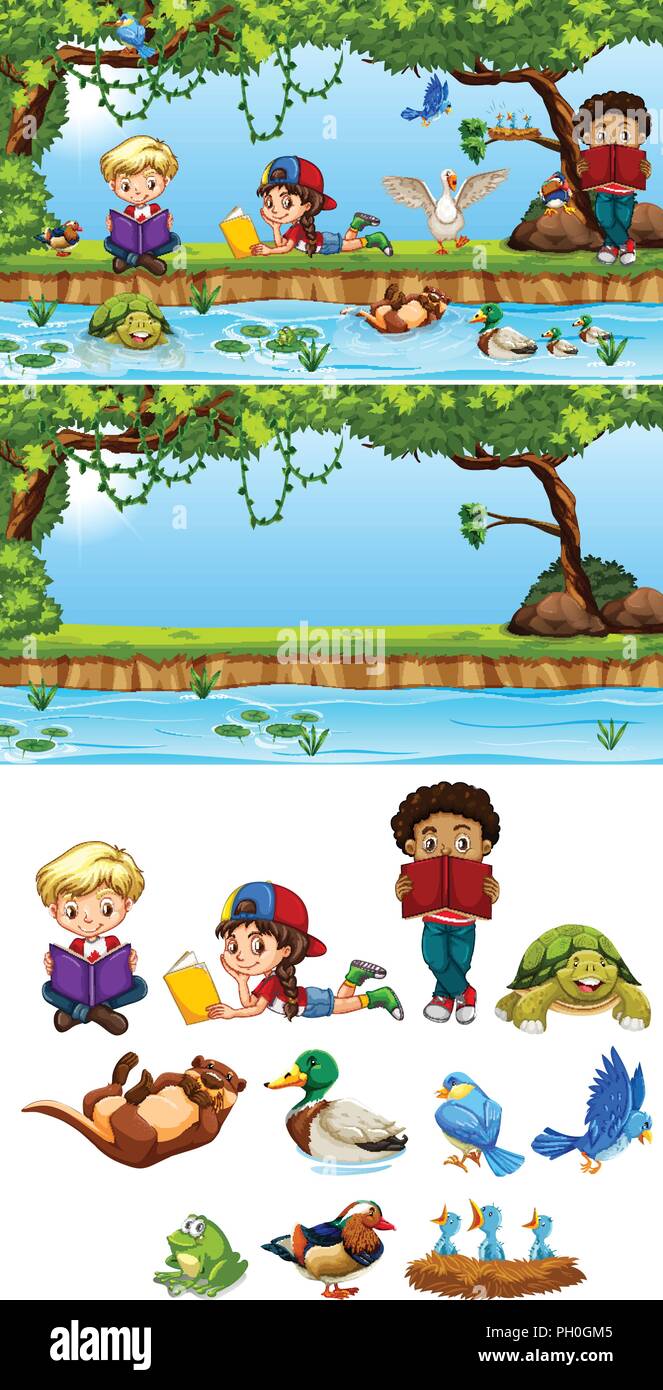 Children in the nature element illustration Stock Vector Image & Art ...