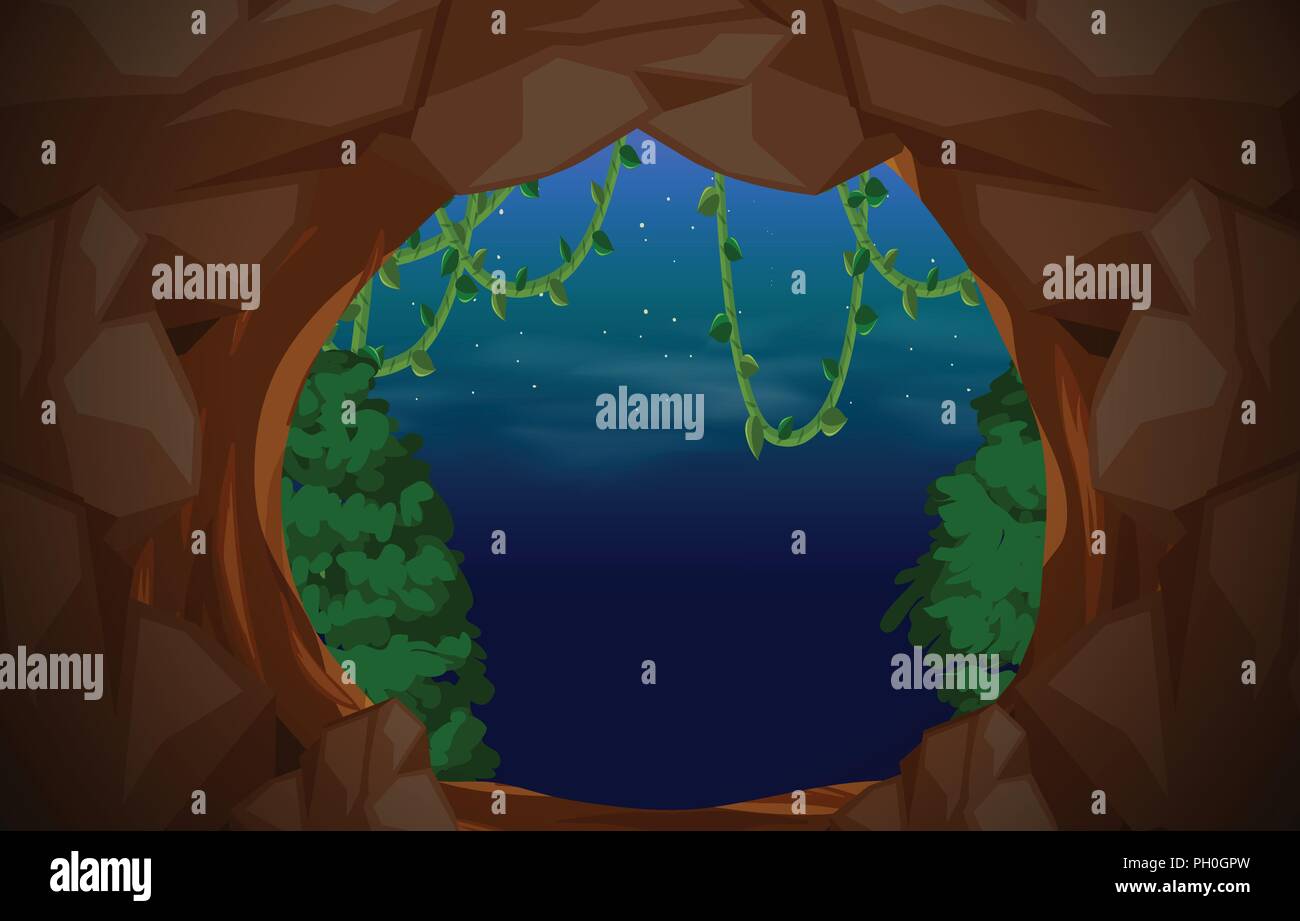 Cave entrance scene background illustration Stock Vector Image & Art ...