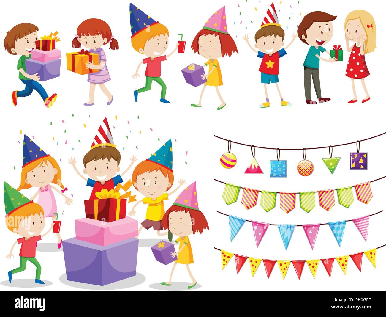 A set of celebration kids illustration Stock Vector Image & Art - Alamy