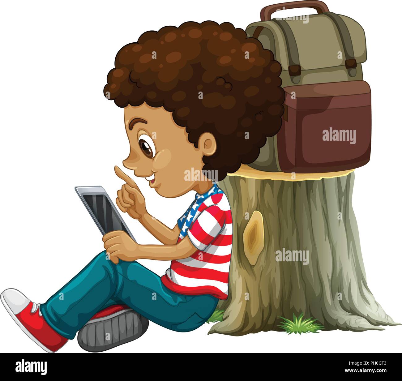 An african boy using tablet illustration Stock Vector Image & Art - Alamy