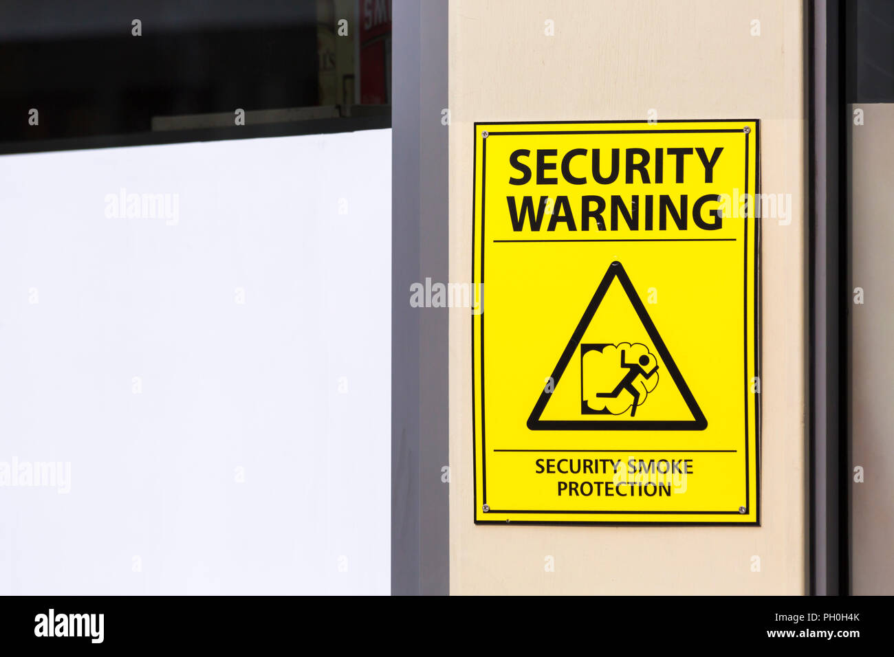 Security Warning security smoke protection sign at Lincoln in August ...