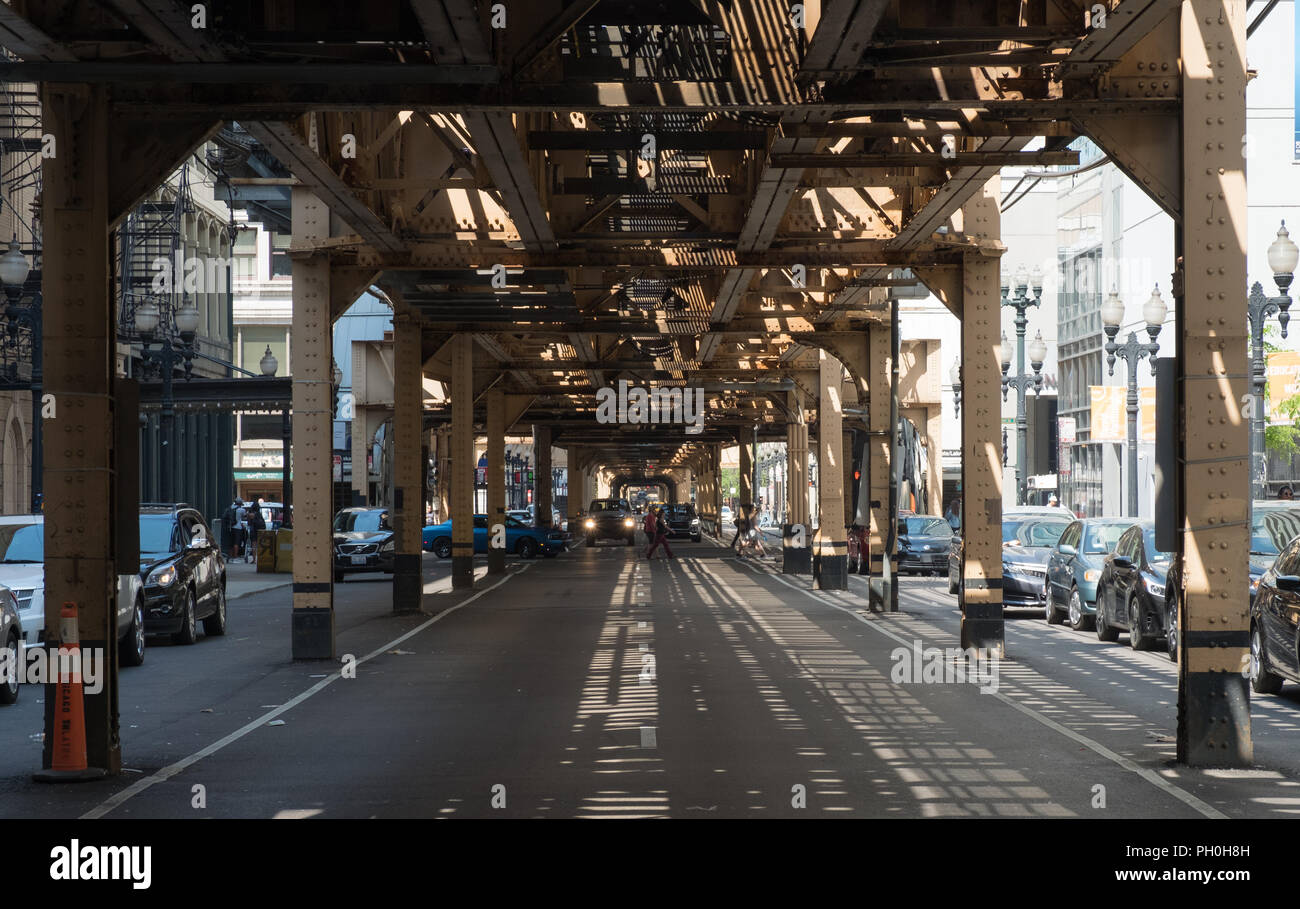 Metro subway overhead track, East Lake Street, Chicago Stock Photo - Alamy