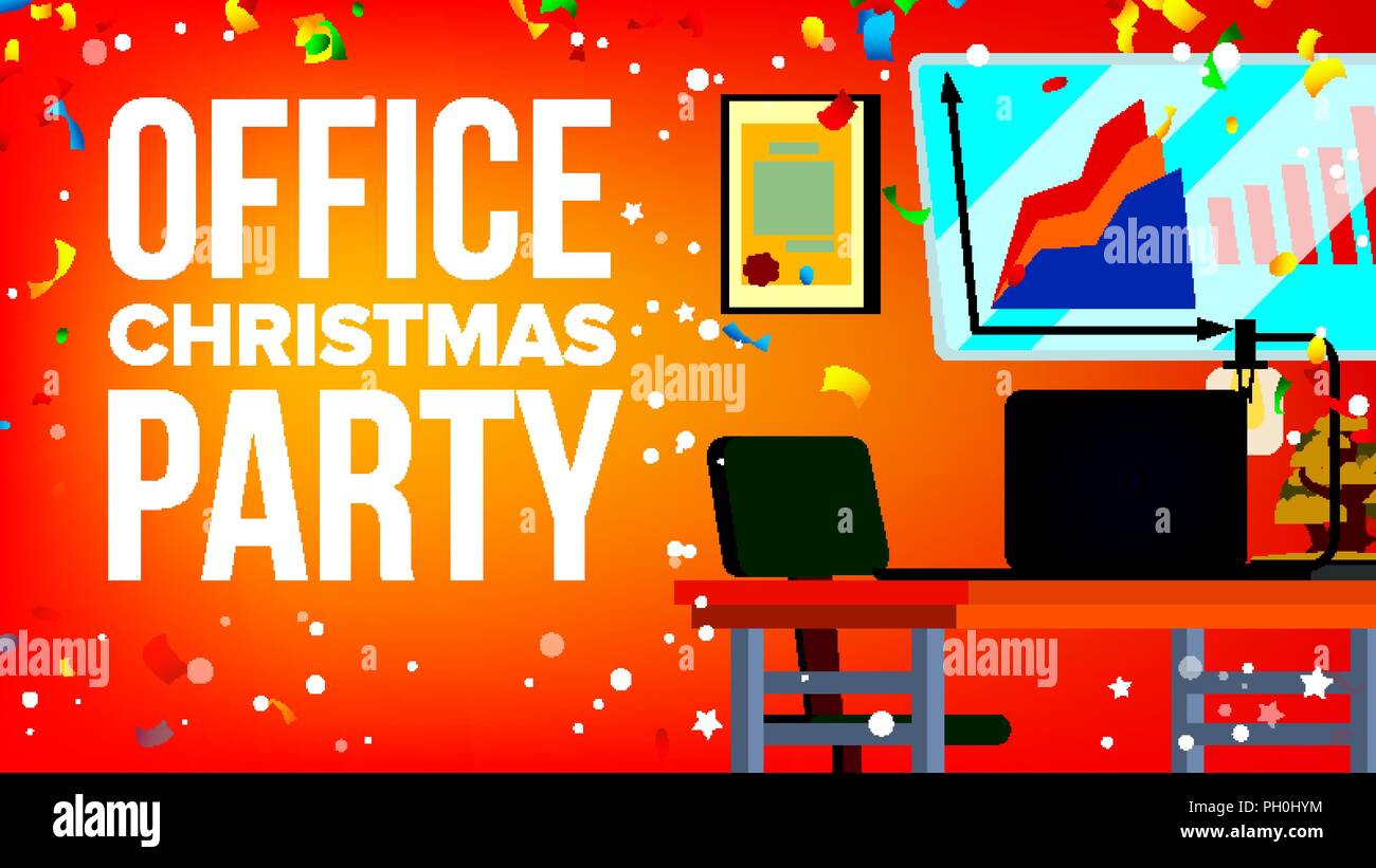Christmas Party In Office Vector. Celebrating New Year. Cartoon ...