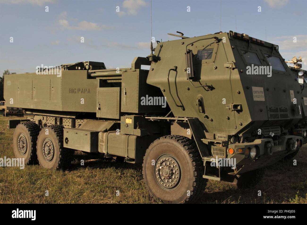 M142 High Mobility Artillery Rocket System (HIMARS) vehicles with the ...