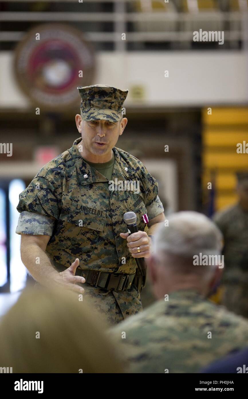 U.S. Marine Corps Lt. Col. Lance J. Langfeldt, outgoing commanding ...