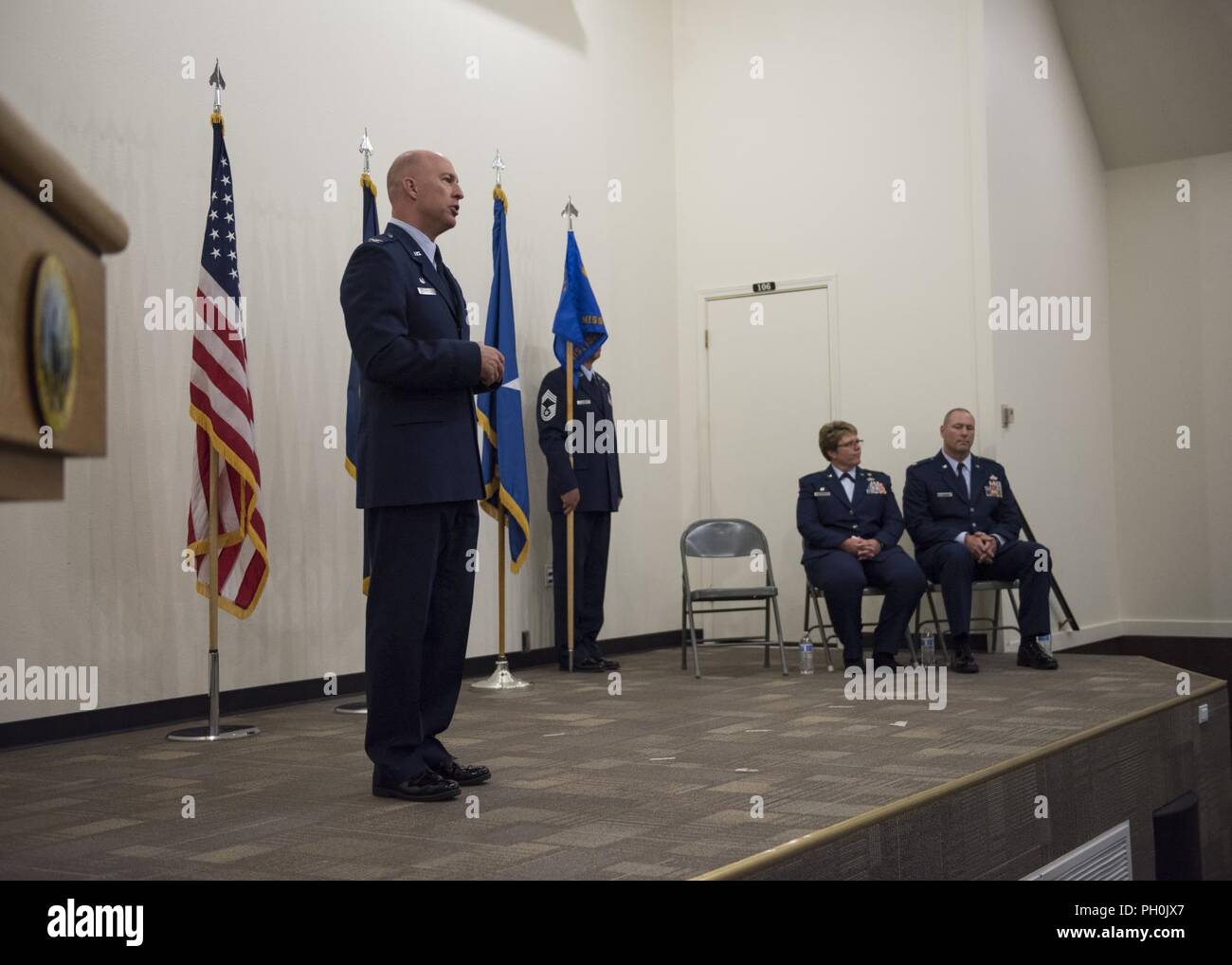 Col. Tim Donnellan, the 124th Fighter Wing commander, addresses the ...