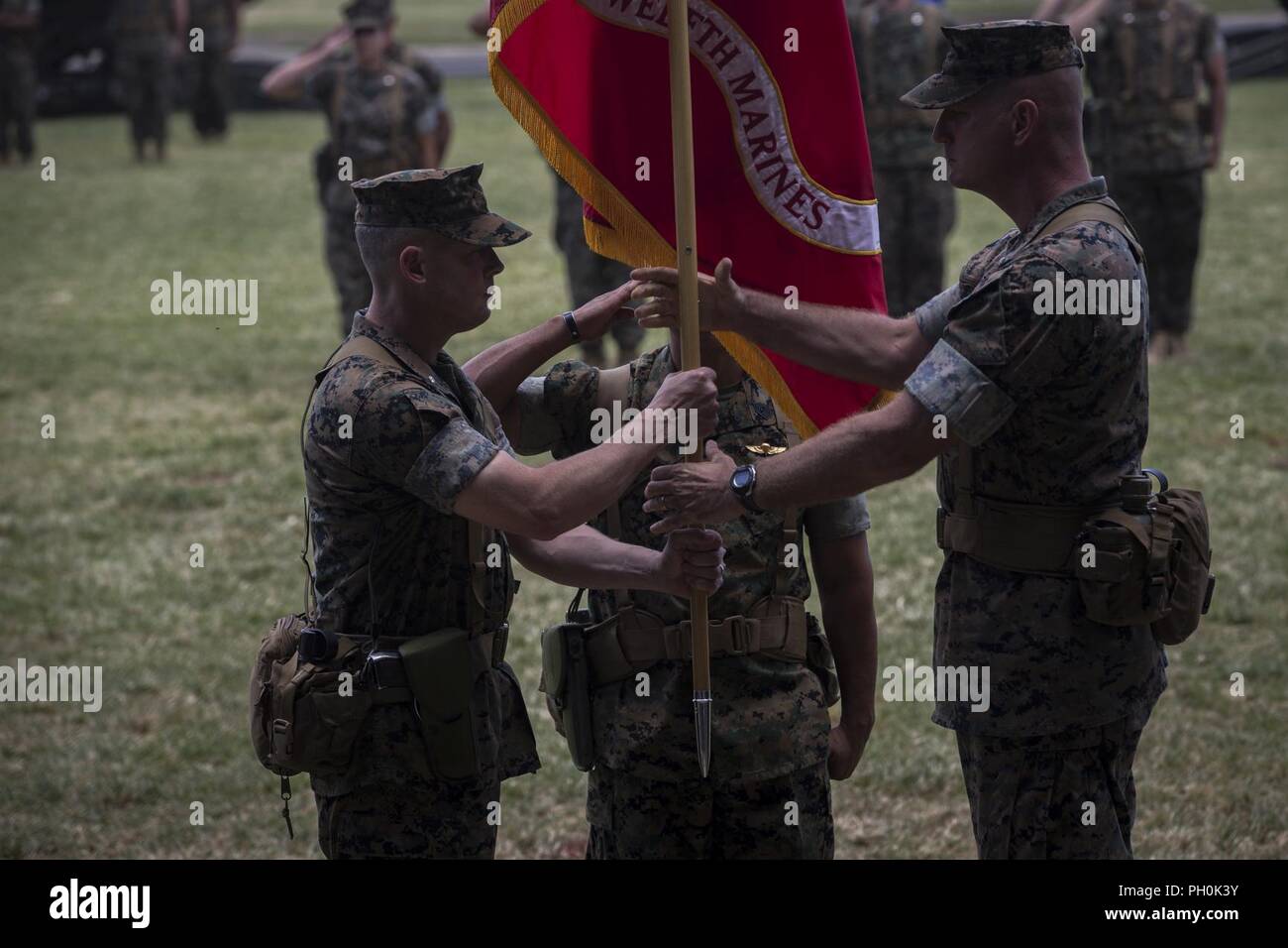U.S. Marine Corps Lt.Col. Benjamin Harrison, off-going commanding ...