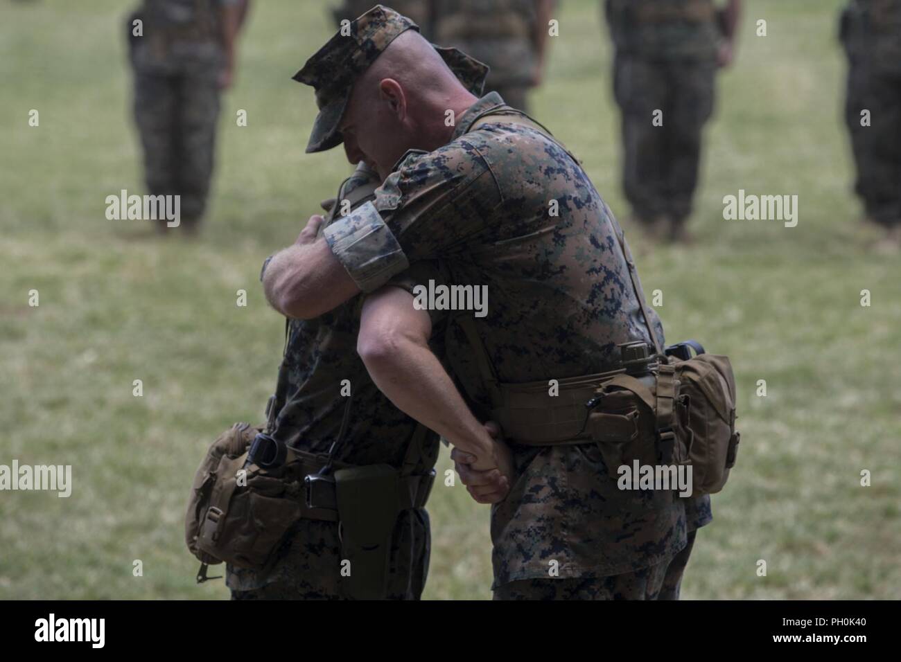 U.S. Marine Corps Lt.Col. Benjamin Harrison, off-going commanding ...
