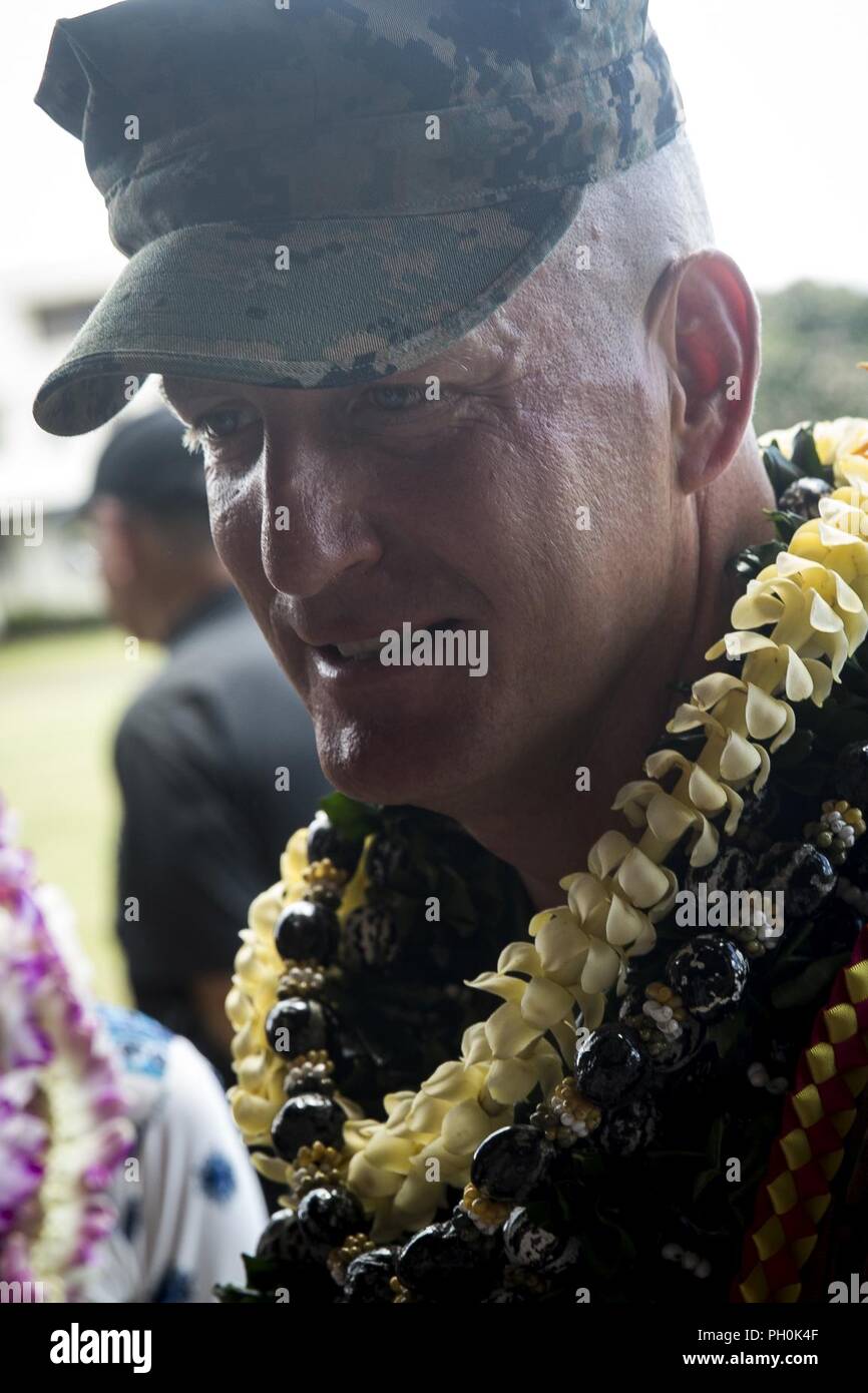 U.S. Marine Corps Lt.Col. Benjamin Harrison, off-going commanding ...