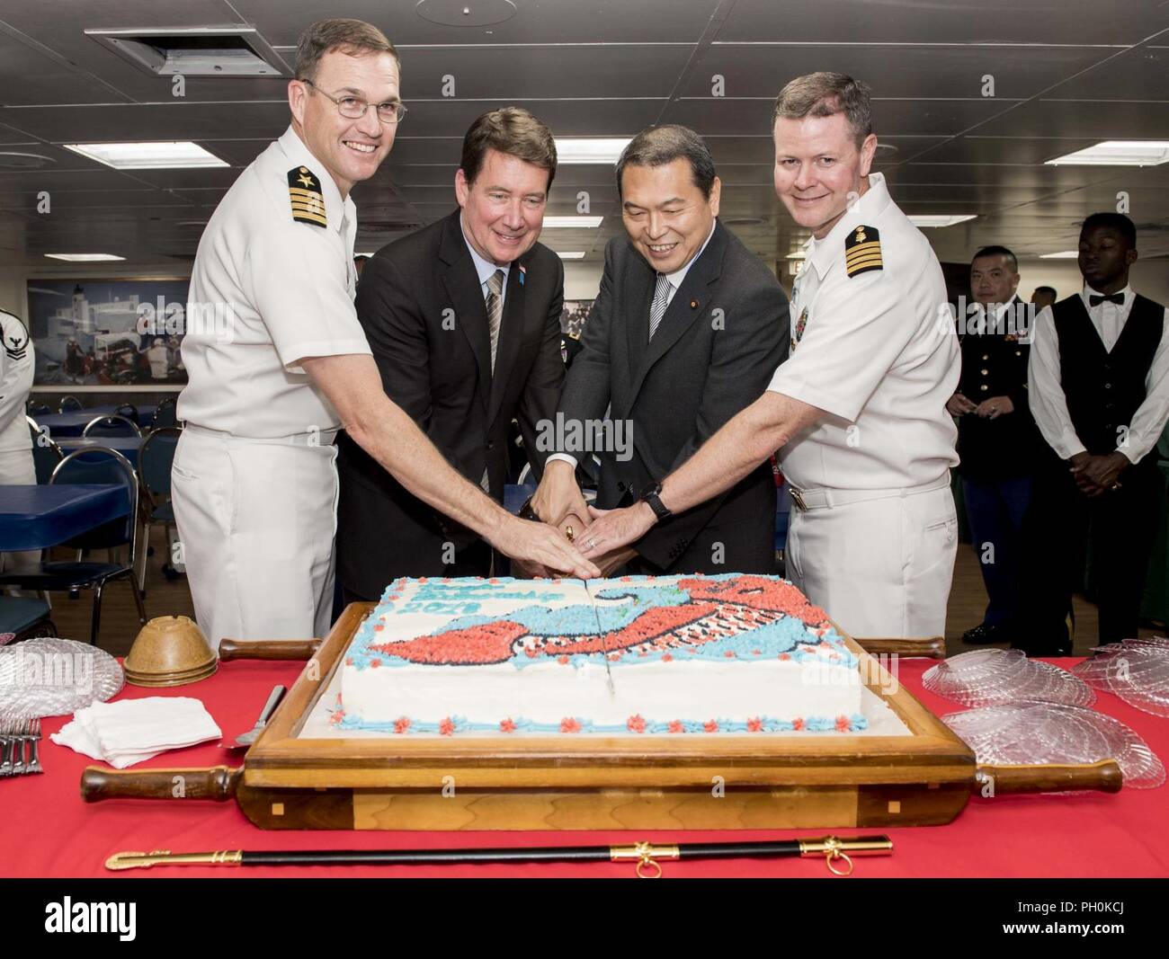 Japan (June 16, 2018) Capt. David Bretz (left), mission commander of ...