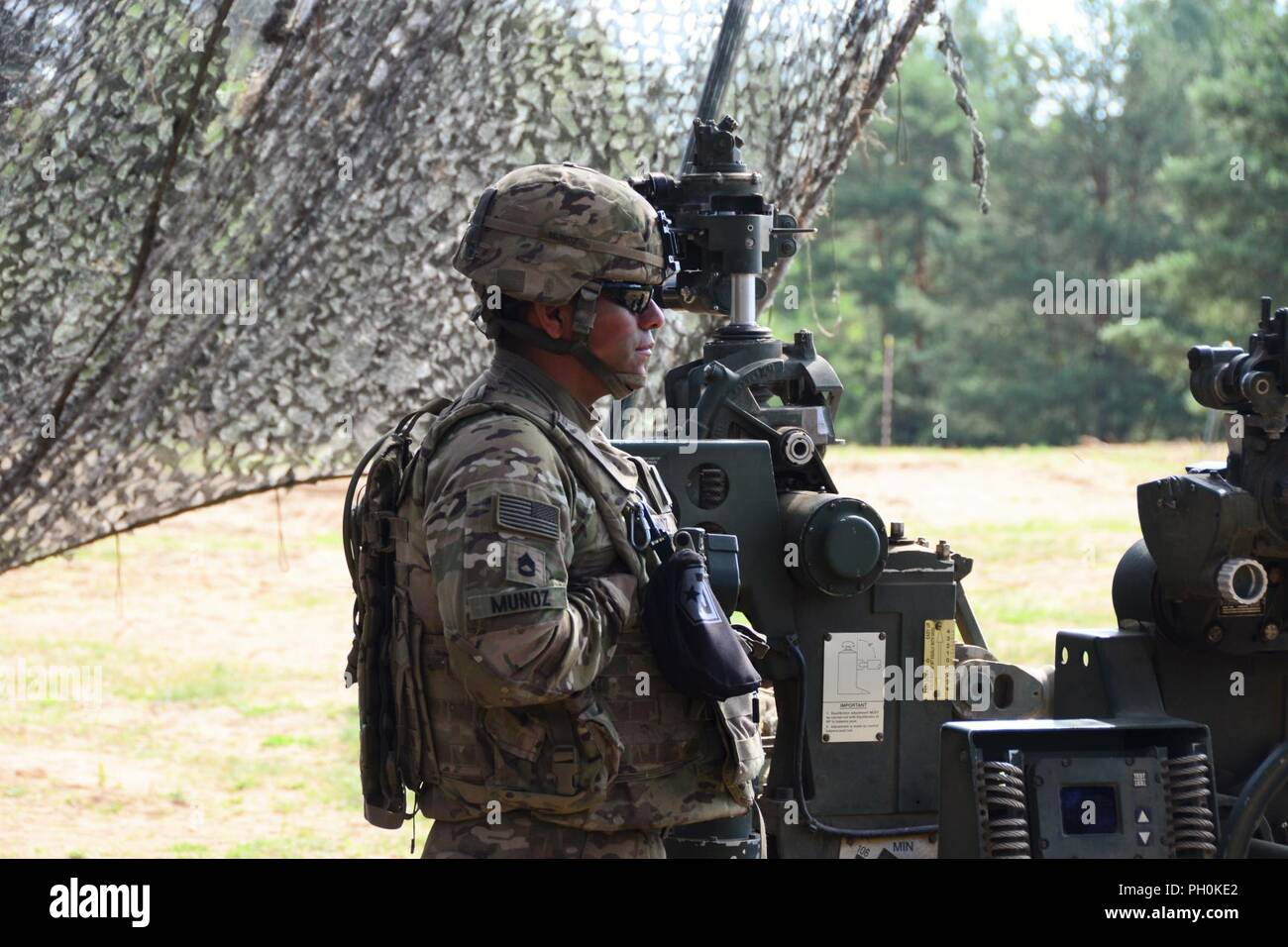U.S. Army Soldiers assigned to Archer Battery, Field Artillery Squadron, 2nd Cavalry Regiment ...