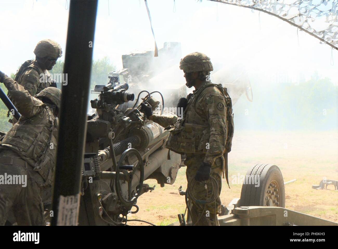 U.S. Army Soldiers assigned to Archer Battery, Field Artillery Squadron, 2nd Cavalry Regiment ...