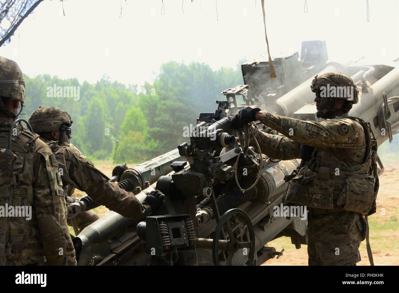 U.S. Army Soldiers assigned to Archer Battery, Field Artillery Squadron, 2nd Cavalry Regiment ...