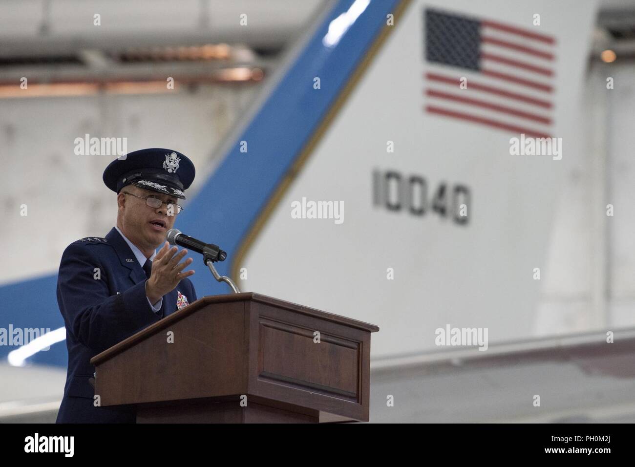 Lt. Gen. GI Tuck, 18th Air Force commander, presides over the 89th ...