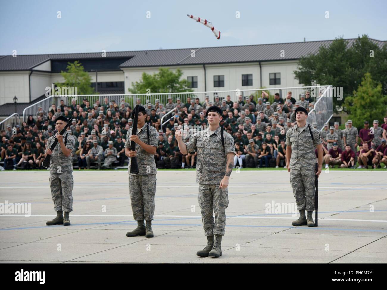 Members of the 336th Training Squadron freestyle drill team perform ...