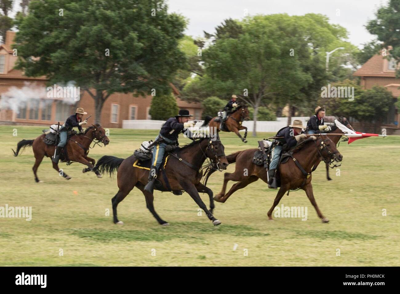 B Troop, 4th Cavalry Regiment (Memorial) executes a “Cavalry Charge” in ...