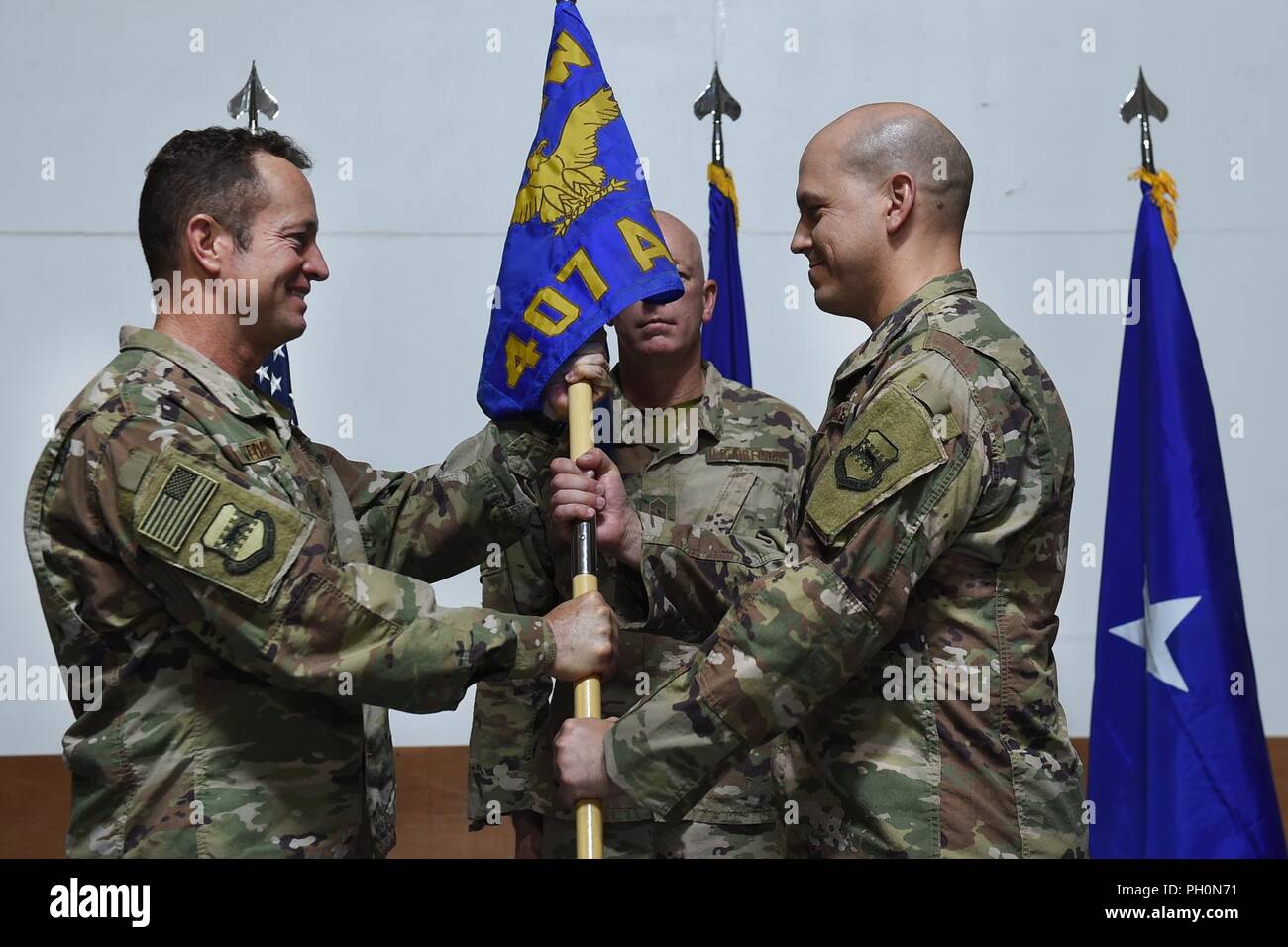 Brig. Gen. David Iverson, 332nd Air Expeditionary Wing commander, gives ...