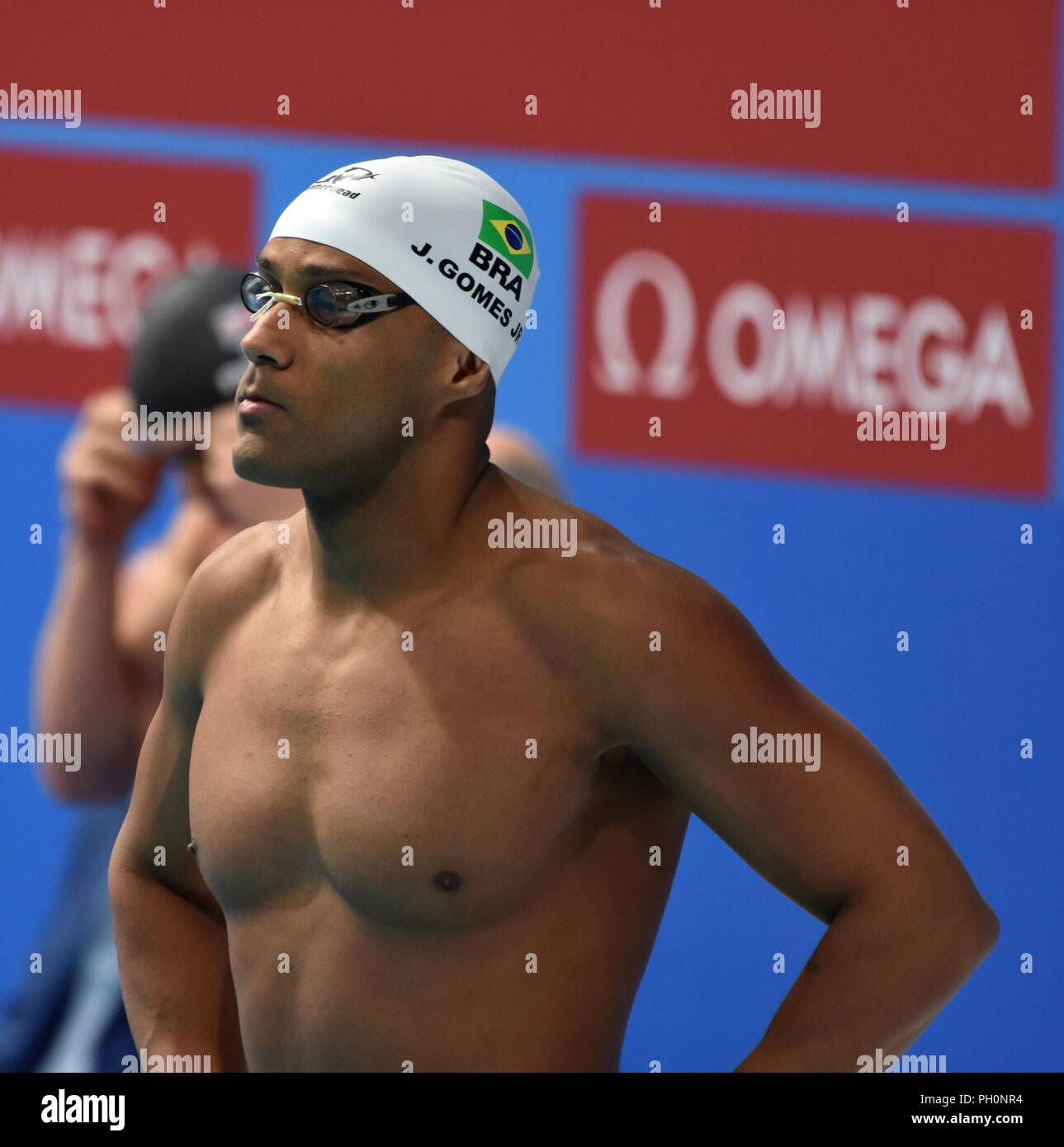 Budapest, Hungary - Jul 26, 2017. Competitive swimmer GOMES JUNIOR Joao ...