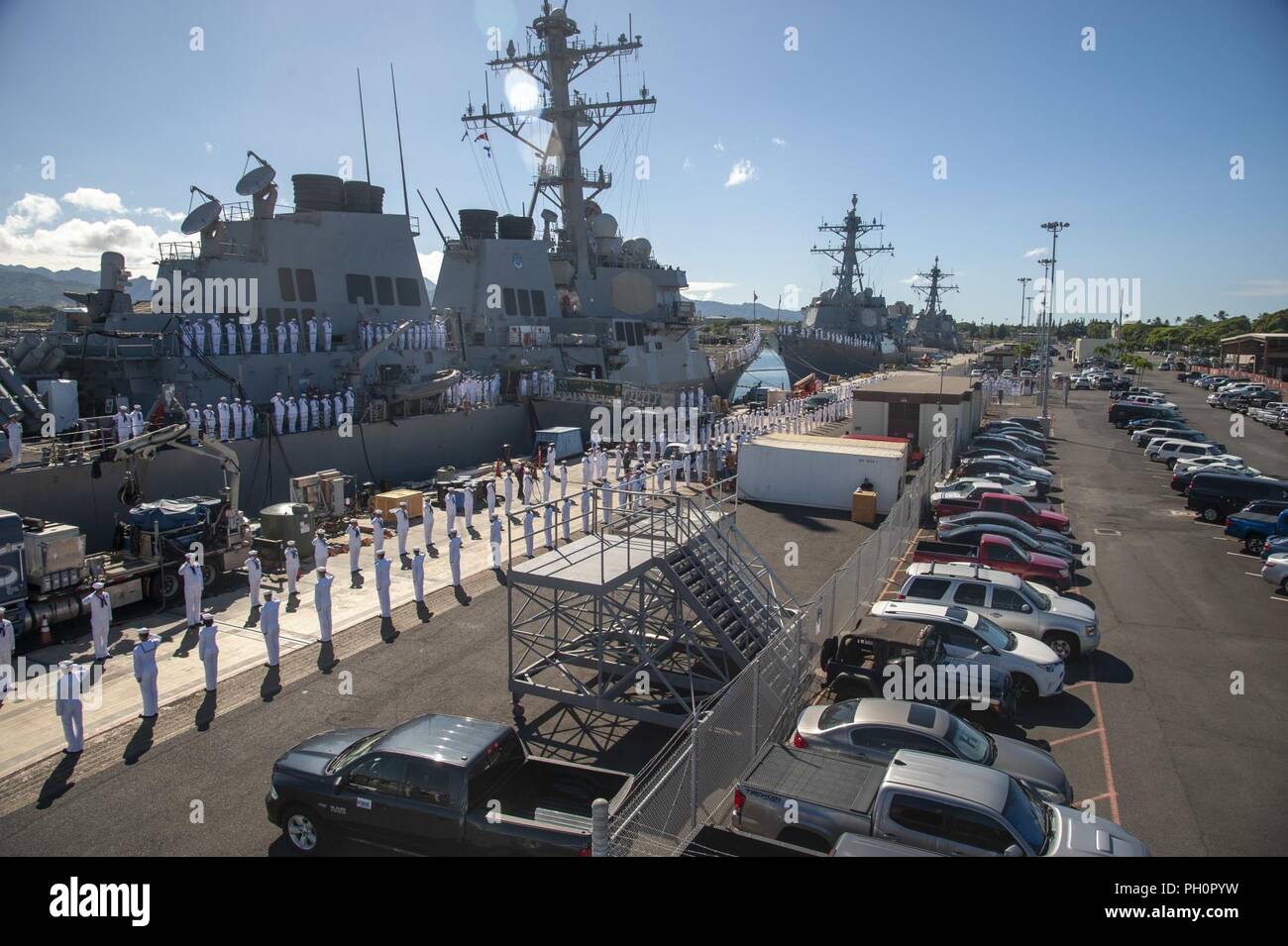 PEARL HARBOR (June 19, 2018) Hawaii-area Sailors render honors to ...