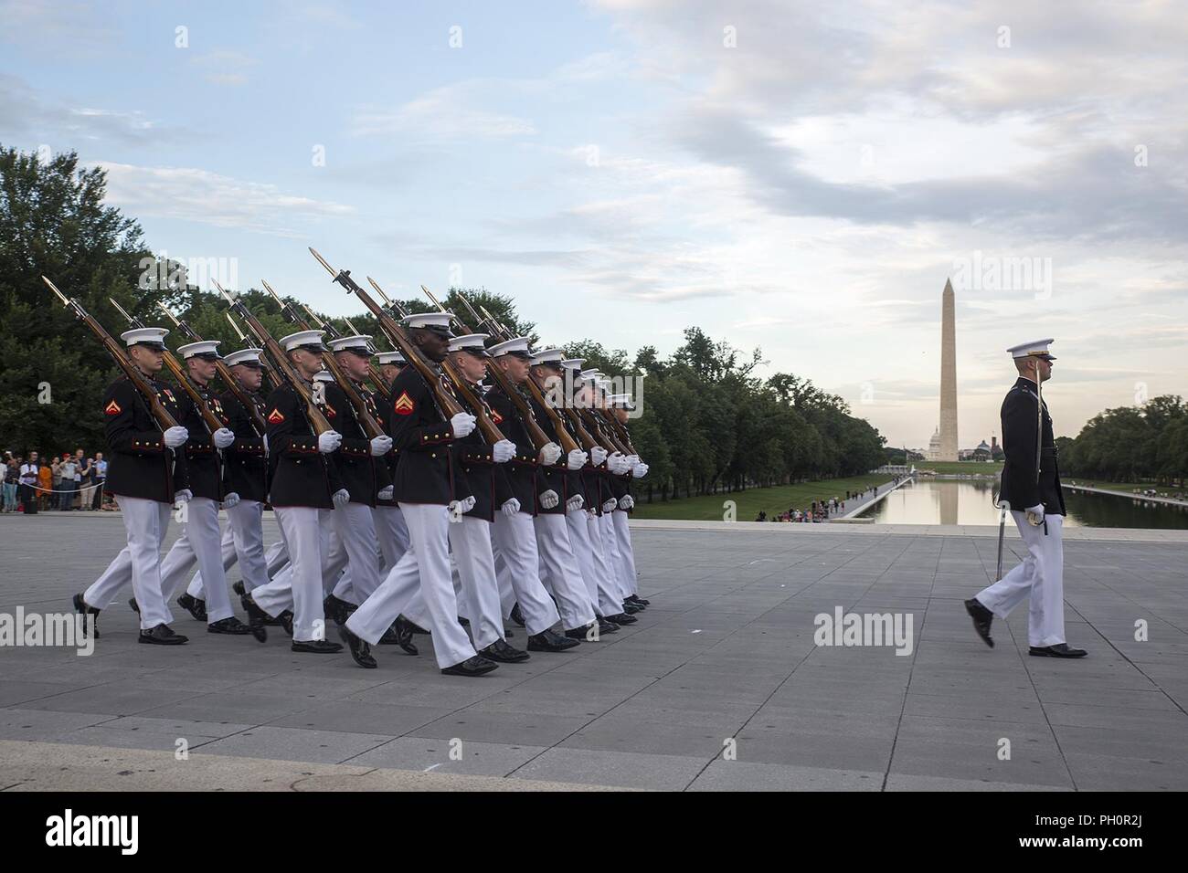 Marines with Bravo Company, Marine Barracks Washington D.C., march ...