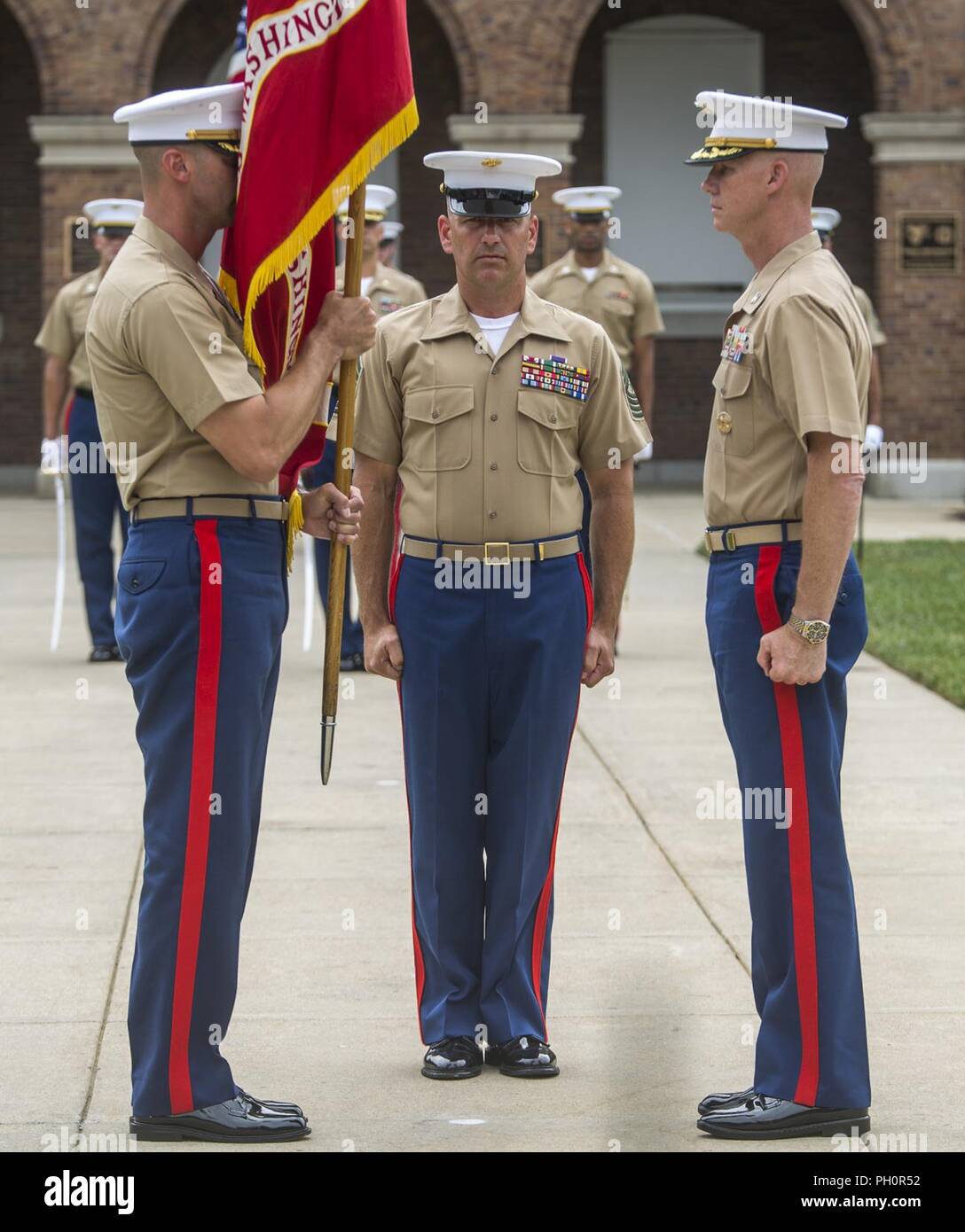 Colonel Don Tomich, left, incoming commanding officer, Marine Barracks ...