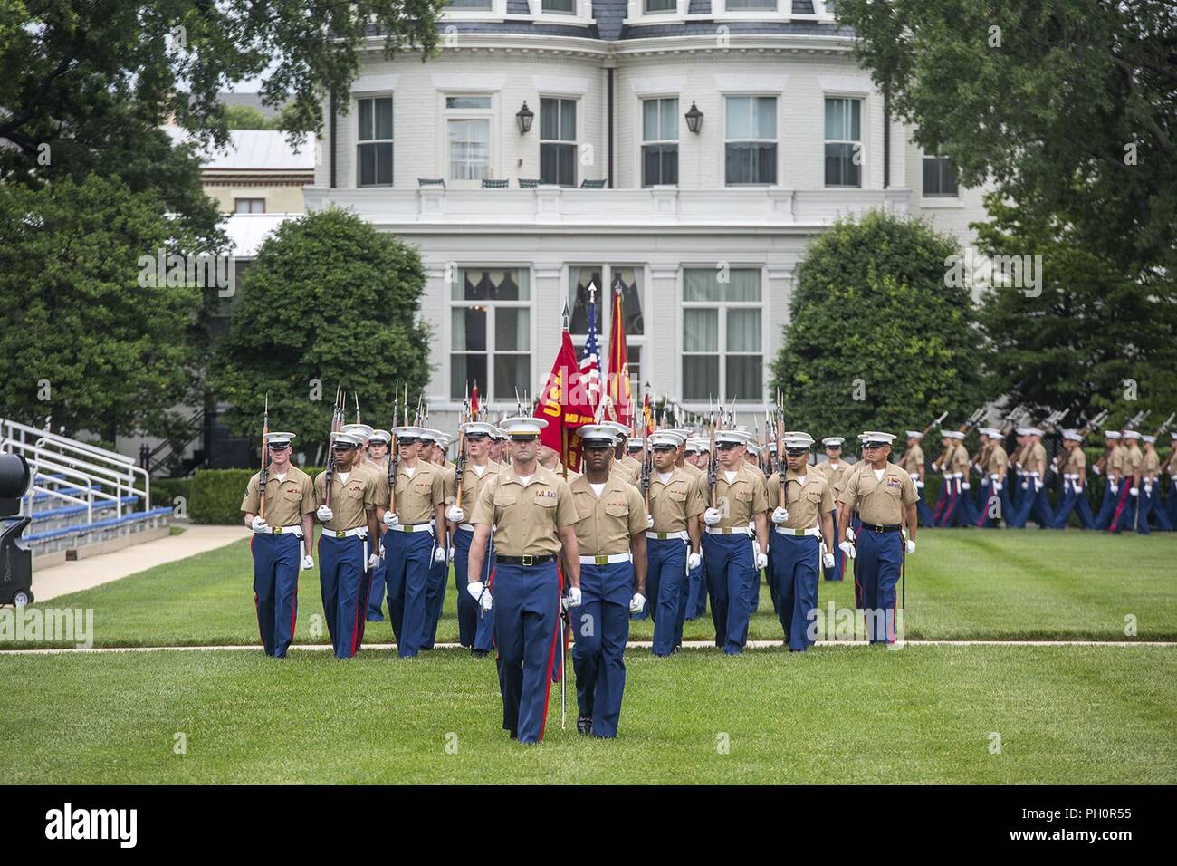Marines with Marine Barracks Washington D.C., march across the parade ...