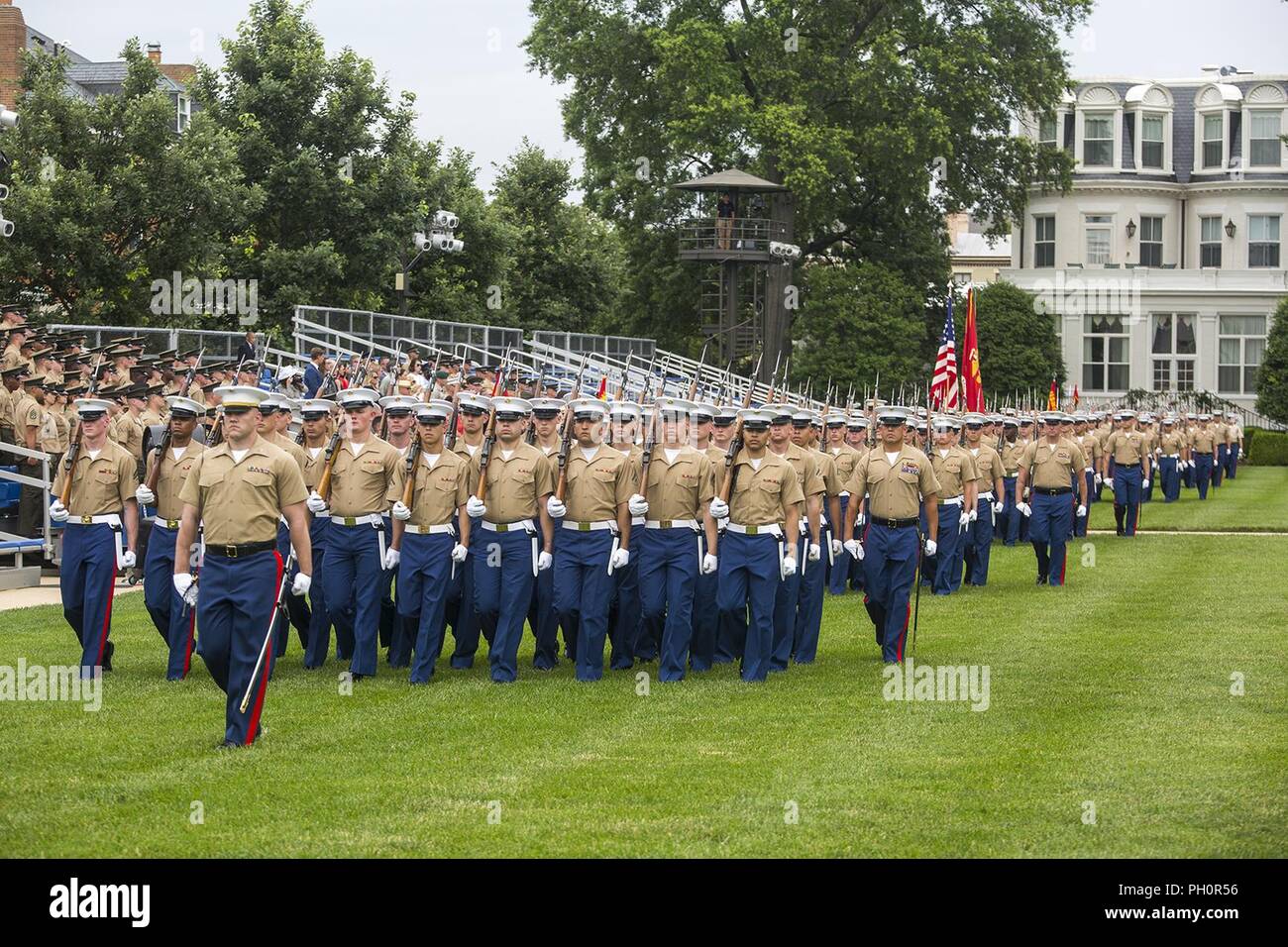 Marines with Marine Barracks Washington D.C., march across the parade ...